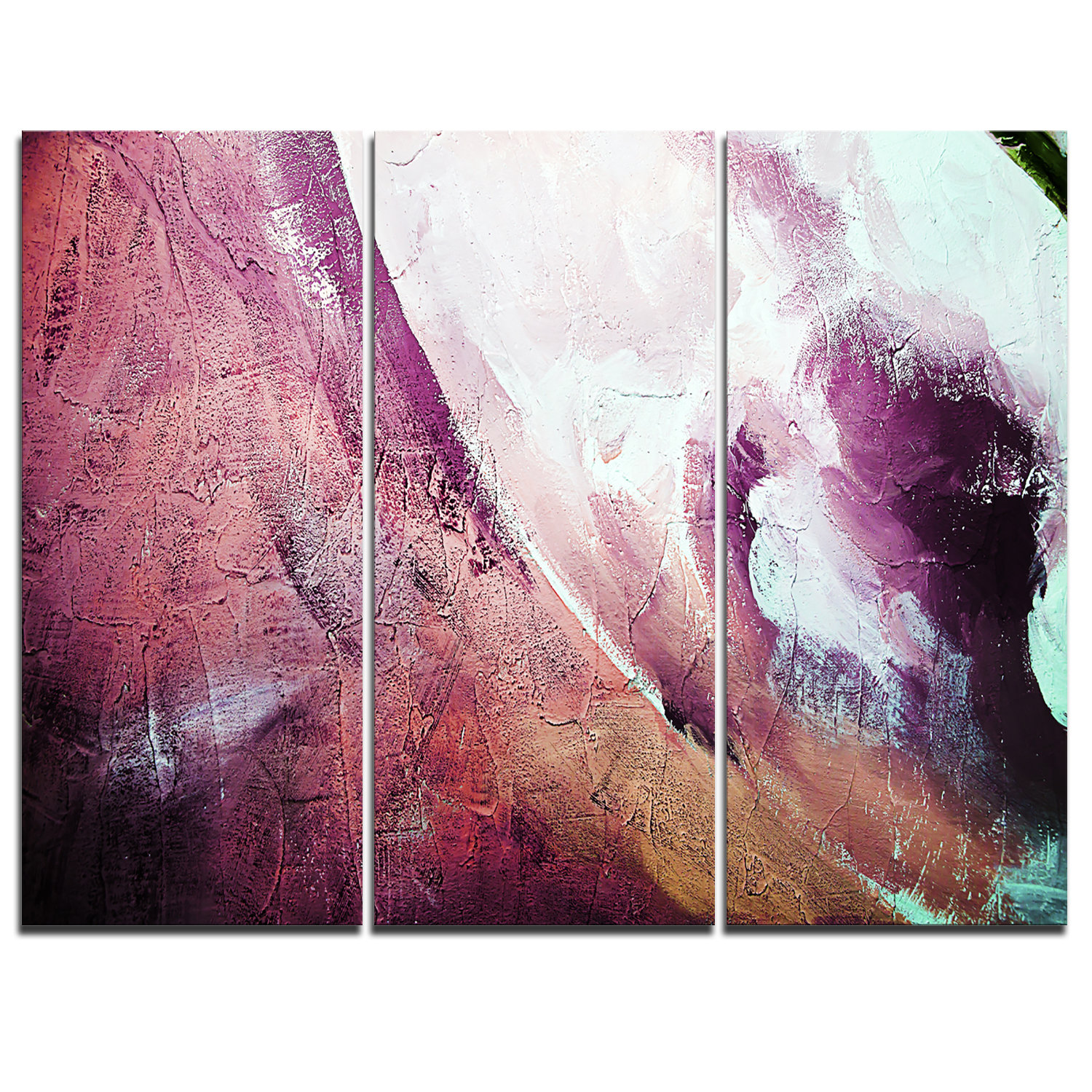 Design Art White and Purple Texture - 3 Piece Graphic Art on Wrapped ...