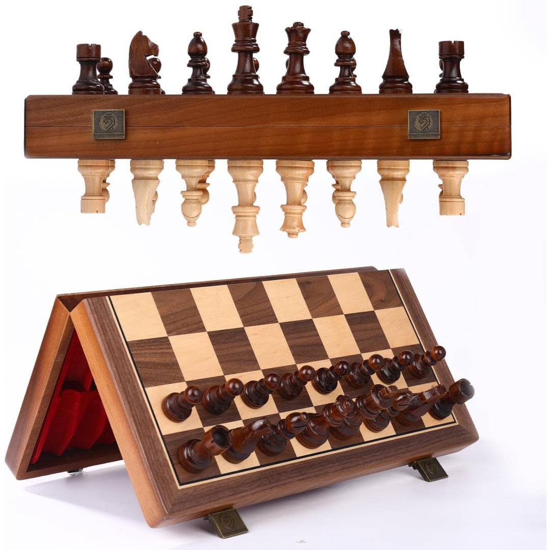 Phantoscope 15 Inch Walnut Magnetic Chess Board Set For Adults Kids ...