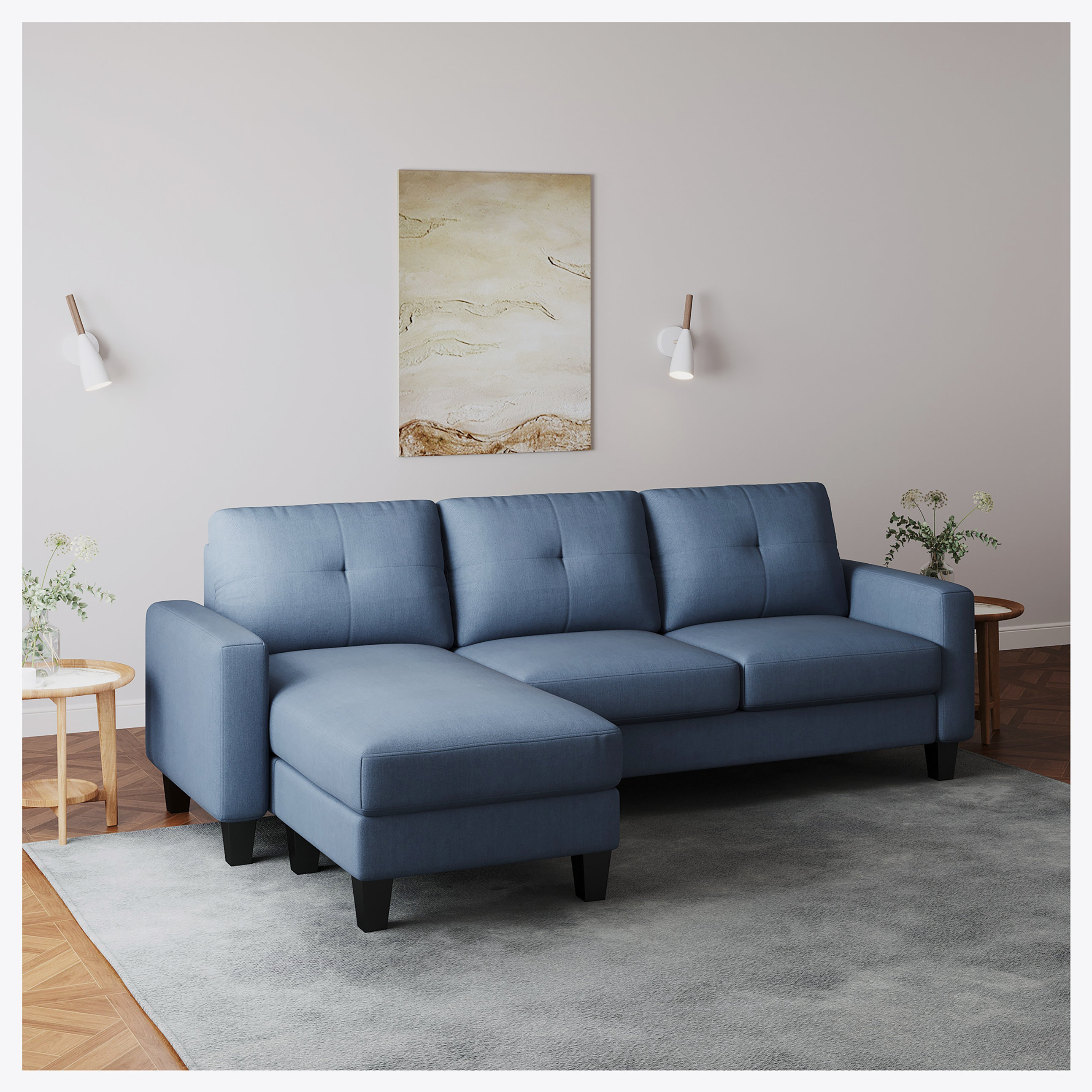 Latitude Run® Living Room Polyester L Shape Couch Corner Sofa for Small ...