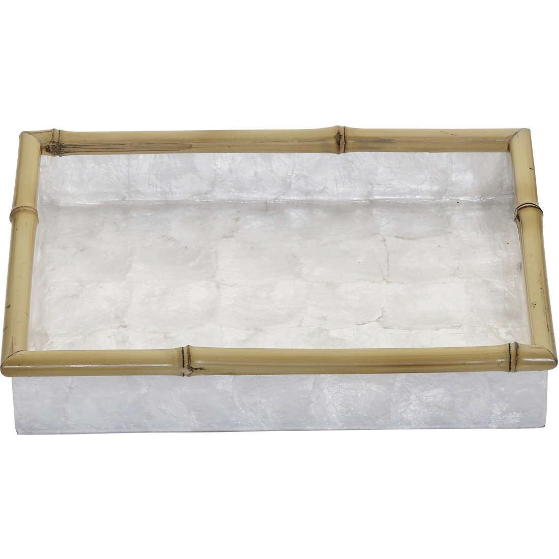 Bay Isle Home™ Ivory Capiz Serving Tray with Bamboo Trim | Wayfair