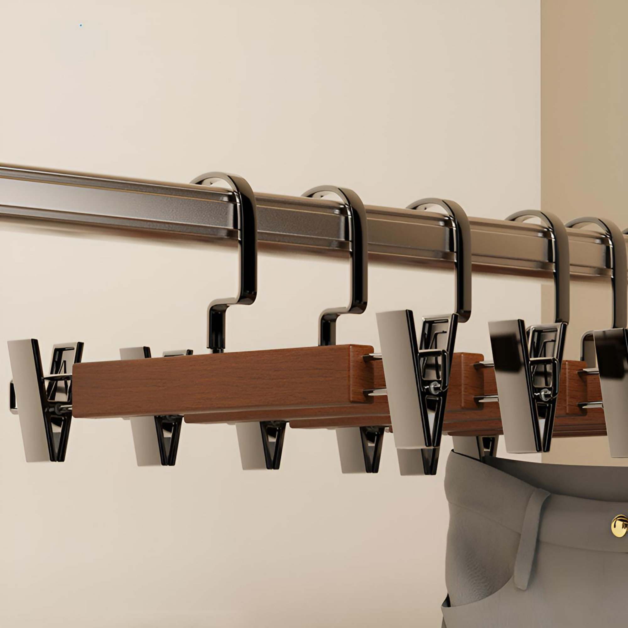 Rebrilliant Solid Wood No-Crease Pant Hangers - Professional Garment ...