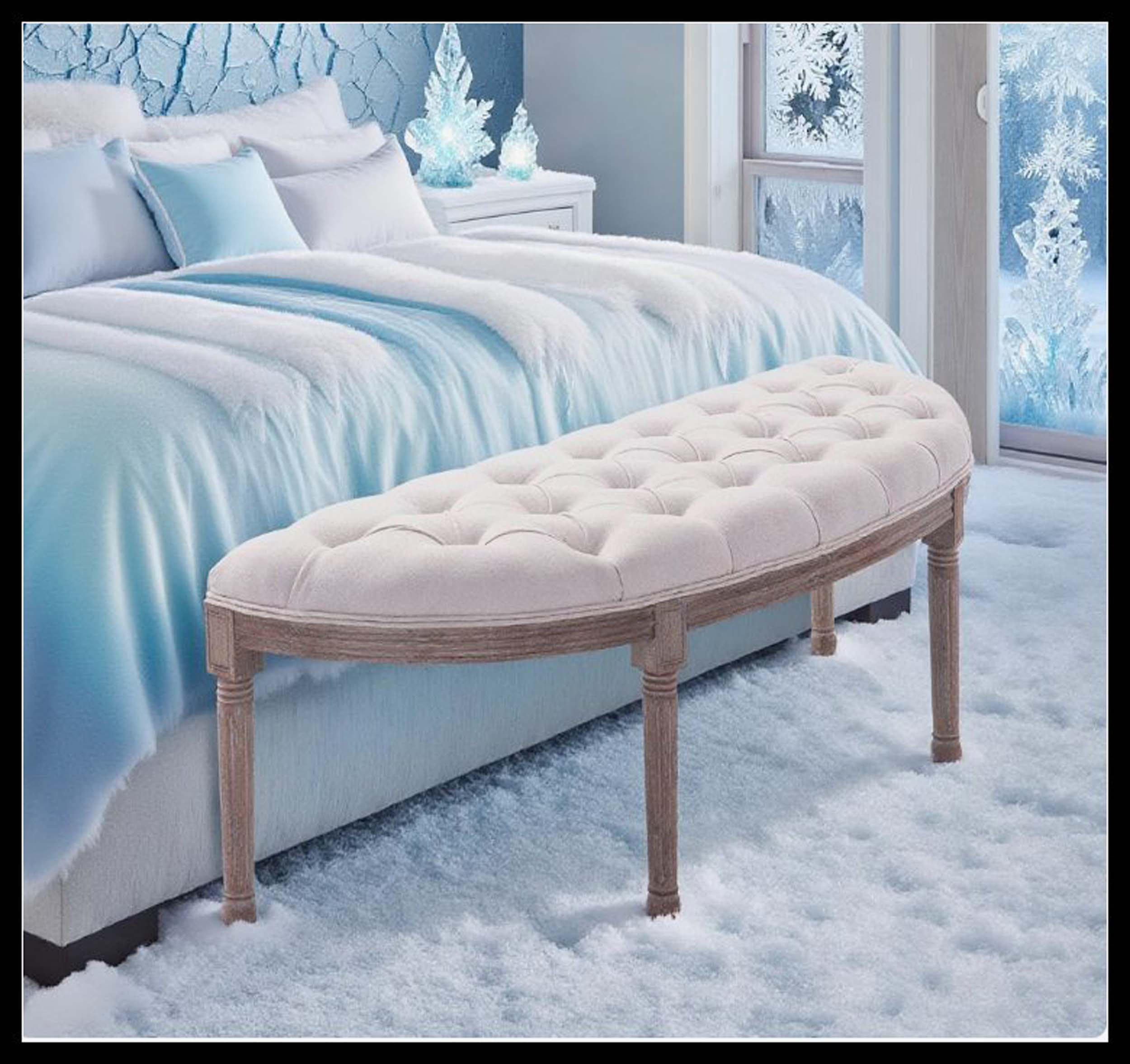 Latitude Run® Semi-Circle End Of Bed Bench With Tufted Design ...