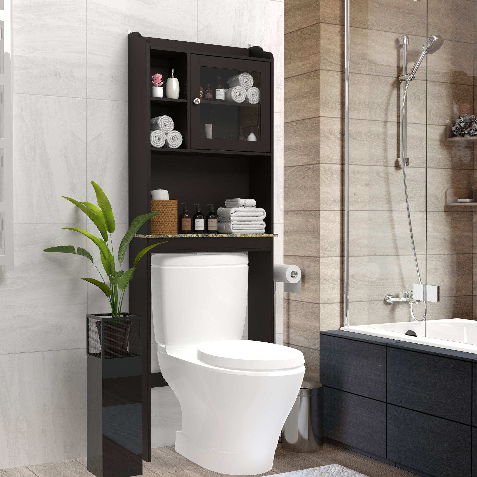 Kivaritio Over Toilet Space Saver - Increases Bathroom Storage Modern ...