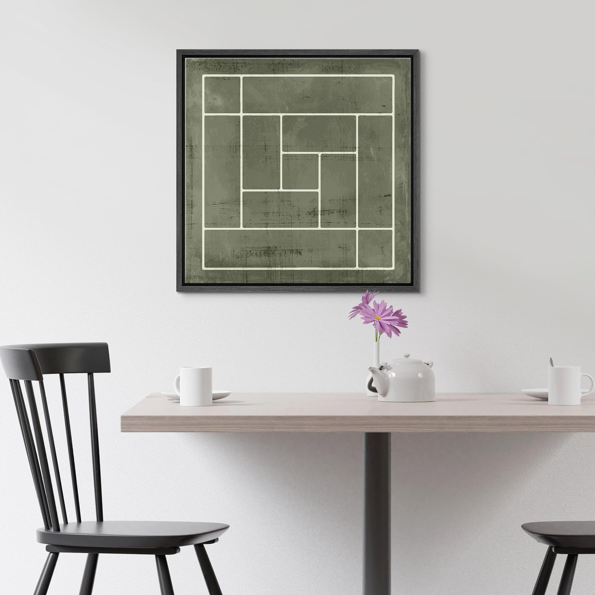 wall26 Geometric Squares Abstract Grayscale Illustrations Framed On ...