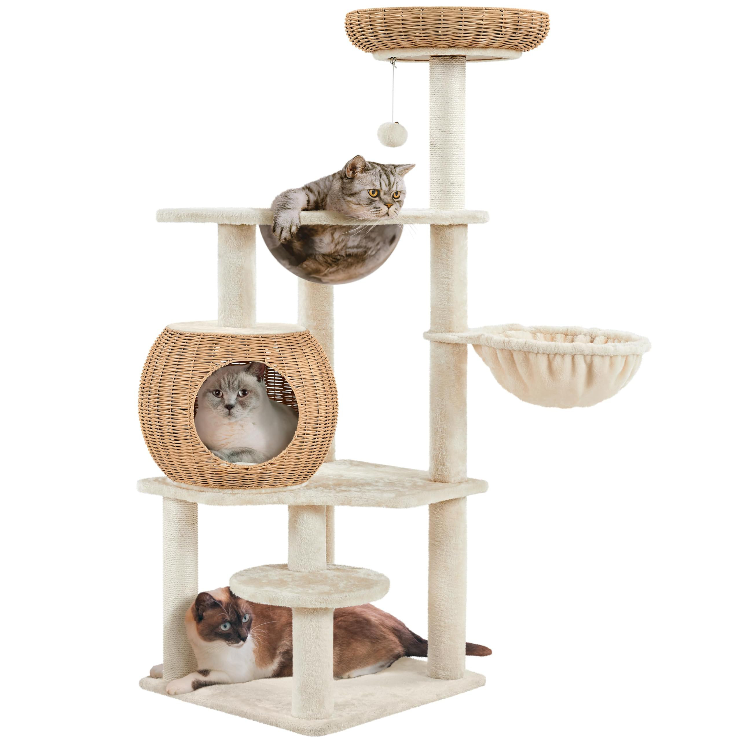 APPENIN WINTER PARK CORP Cat Tree, 54In Rattan Cat Tree Tower With ...