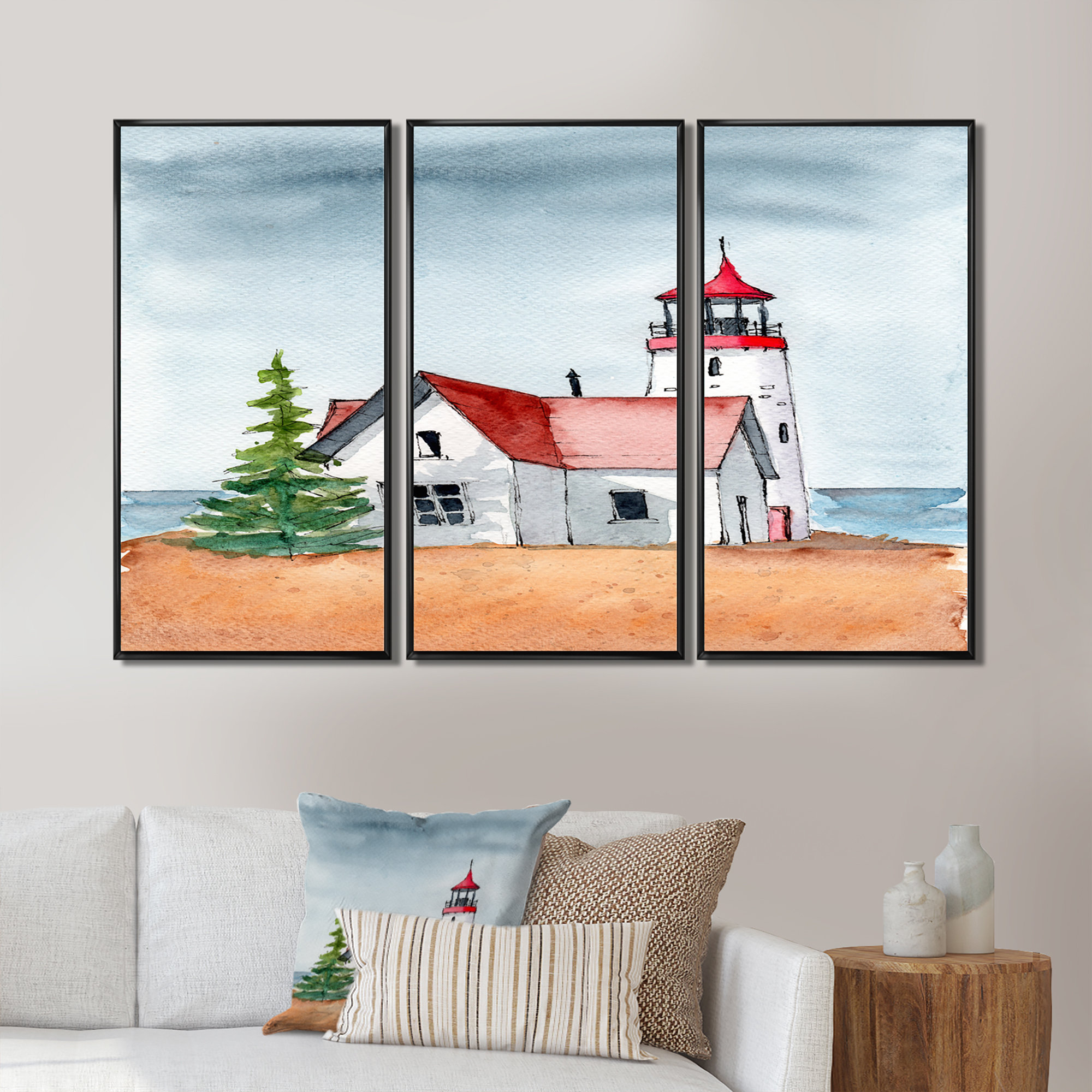 Breakwater Bay A Lighthouse With A Cabin On The Hill And Sea - Country ...