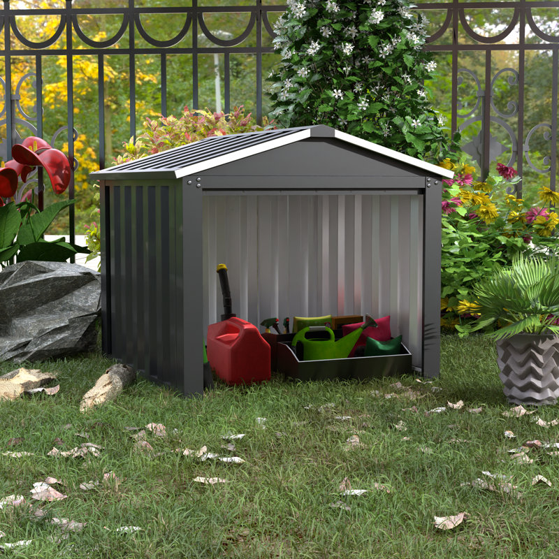 GangMei 2 ft. 11 in. W Galvanized Steel Storage Shed and Outdoor Tool ...
