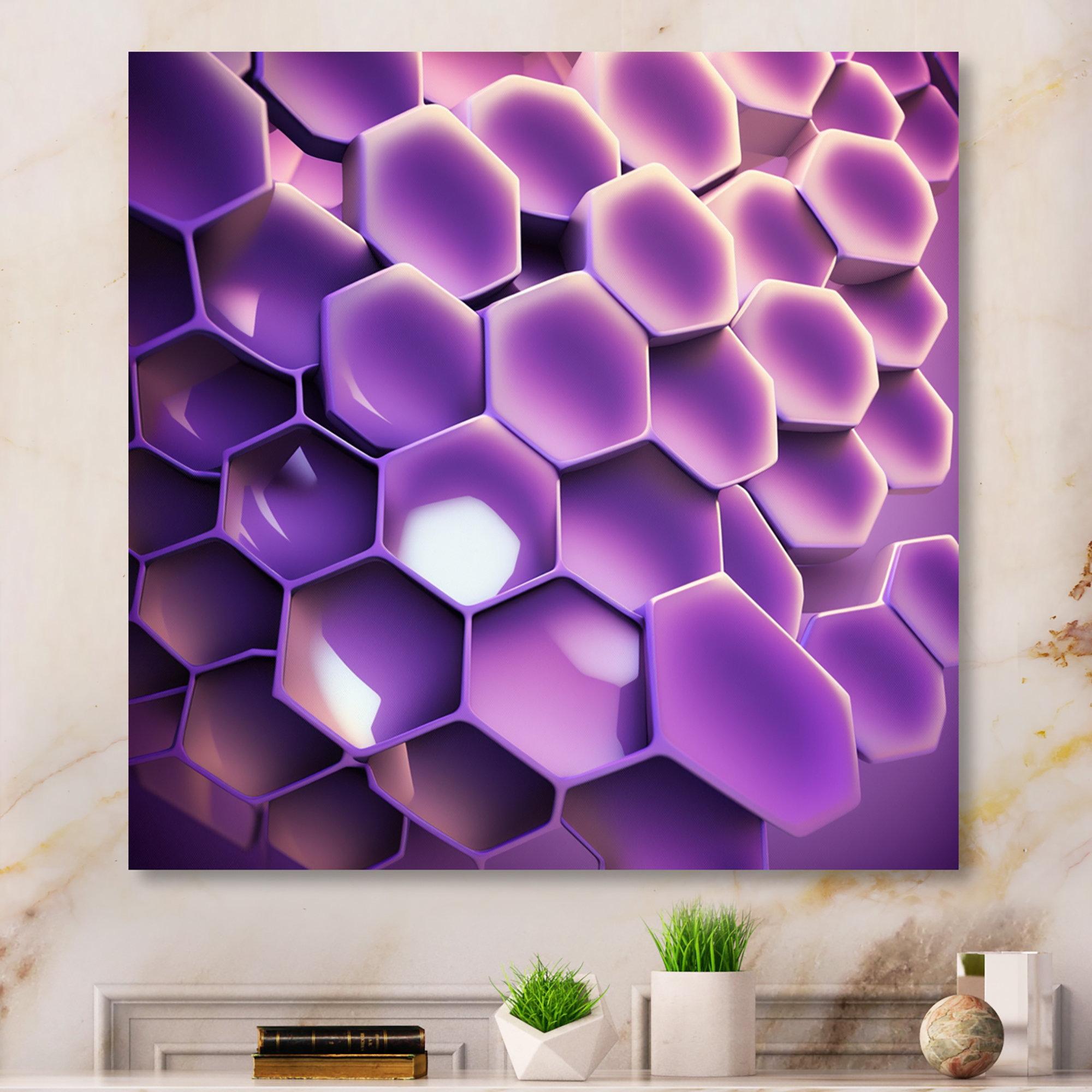 George Oliver Abstract Geomtric Purple I - Animals Canvas Wall Art ...