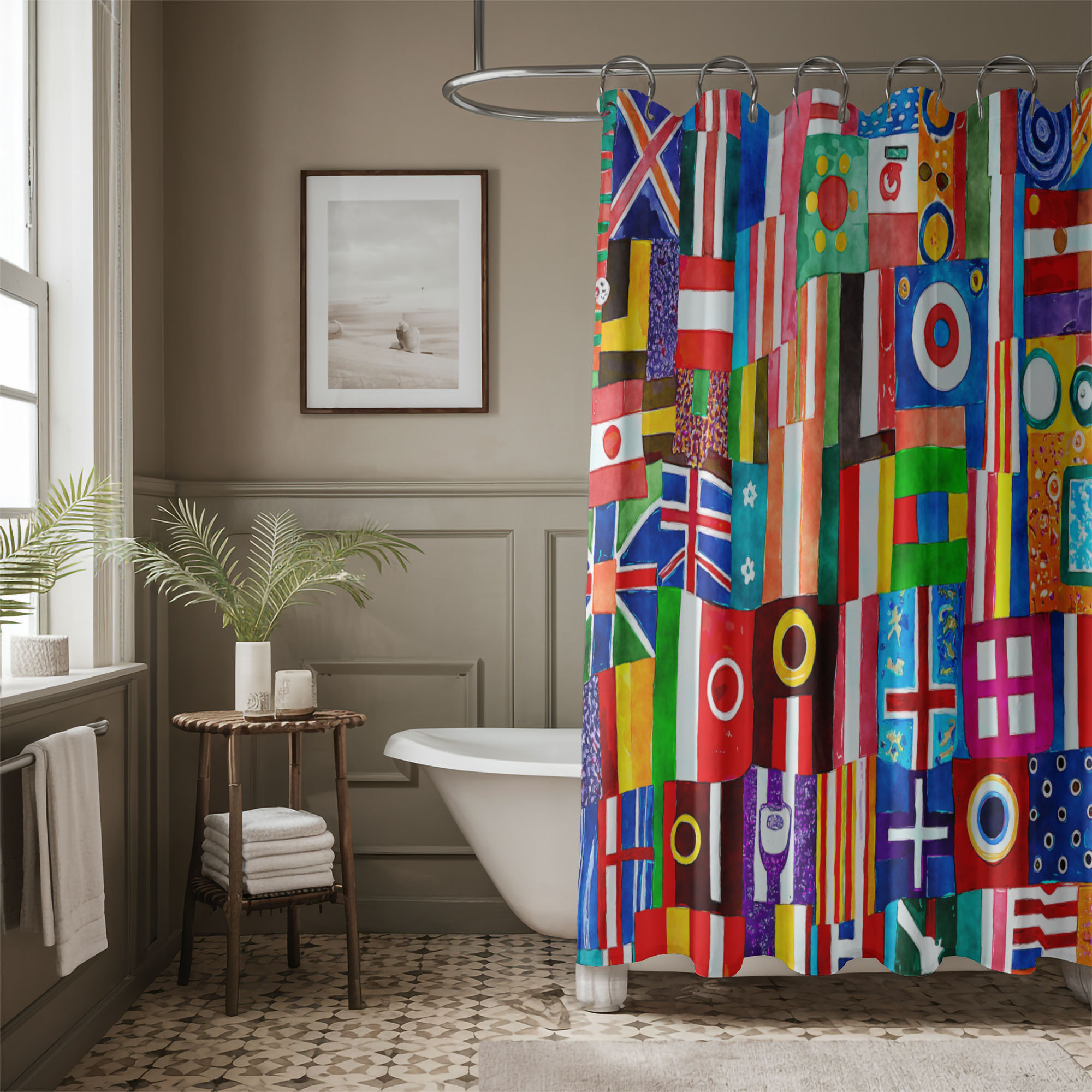 East Urban Home Harmony Squares - Premium Shower Curtain 0106 | Wayfair