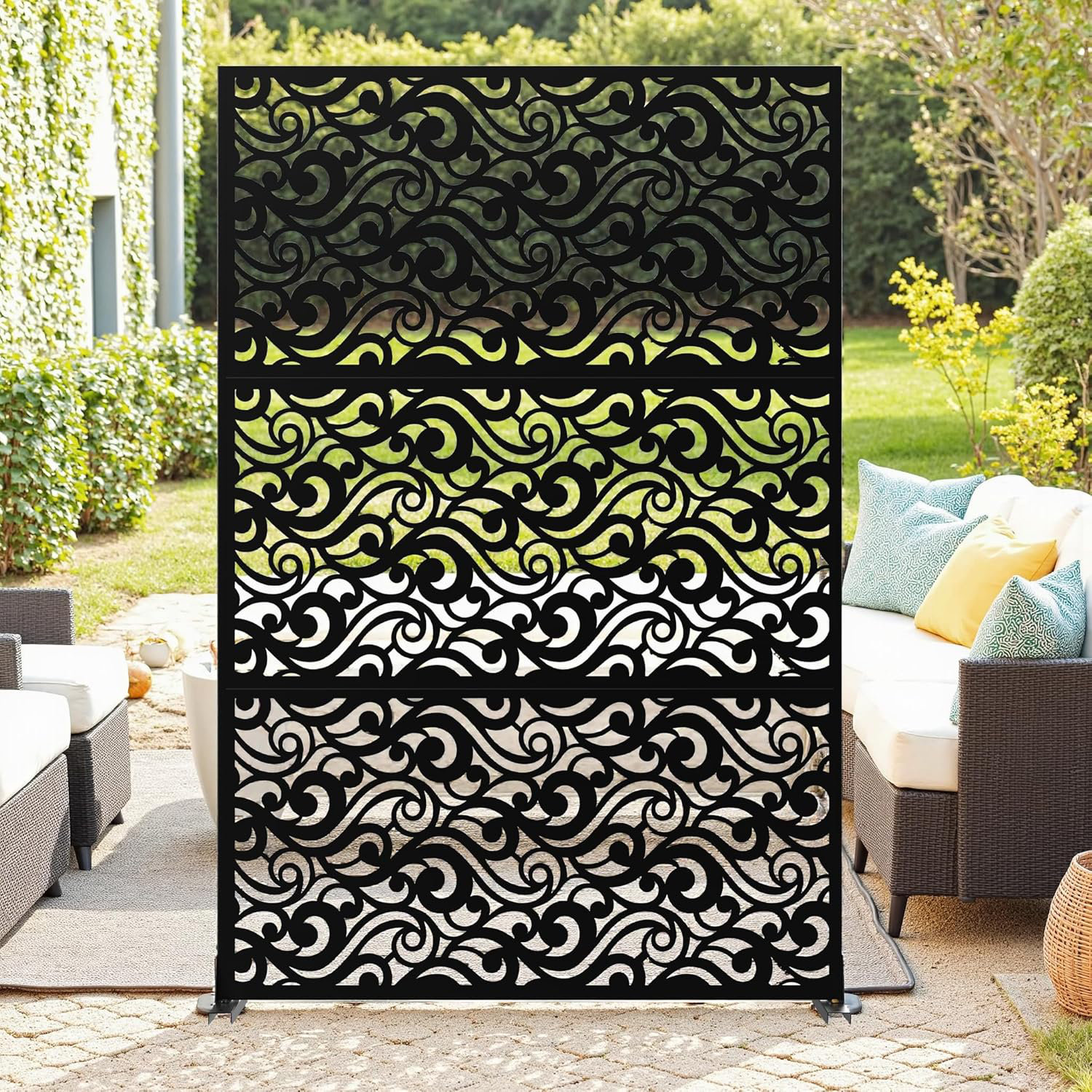 Blue Elephant Metal Privacy Screen 182.9cm H X 119.4cm W, Outdoor ...