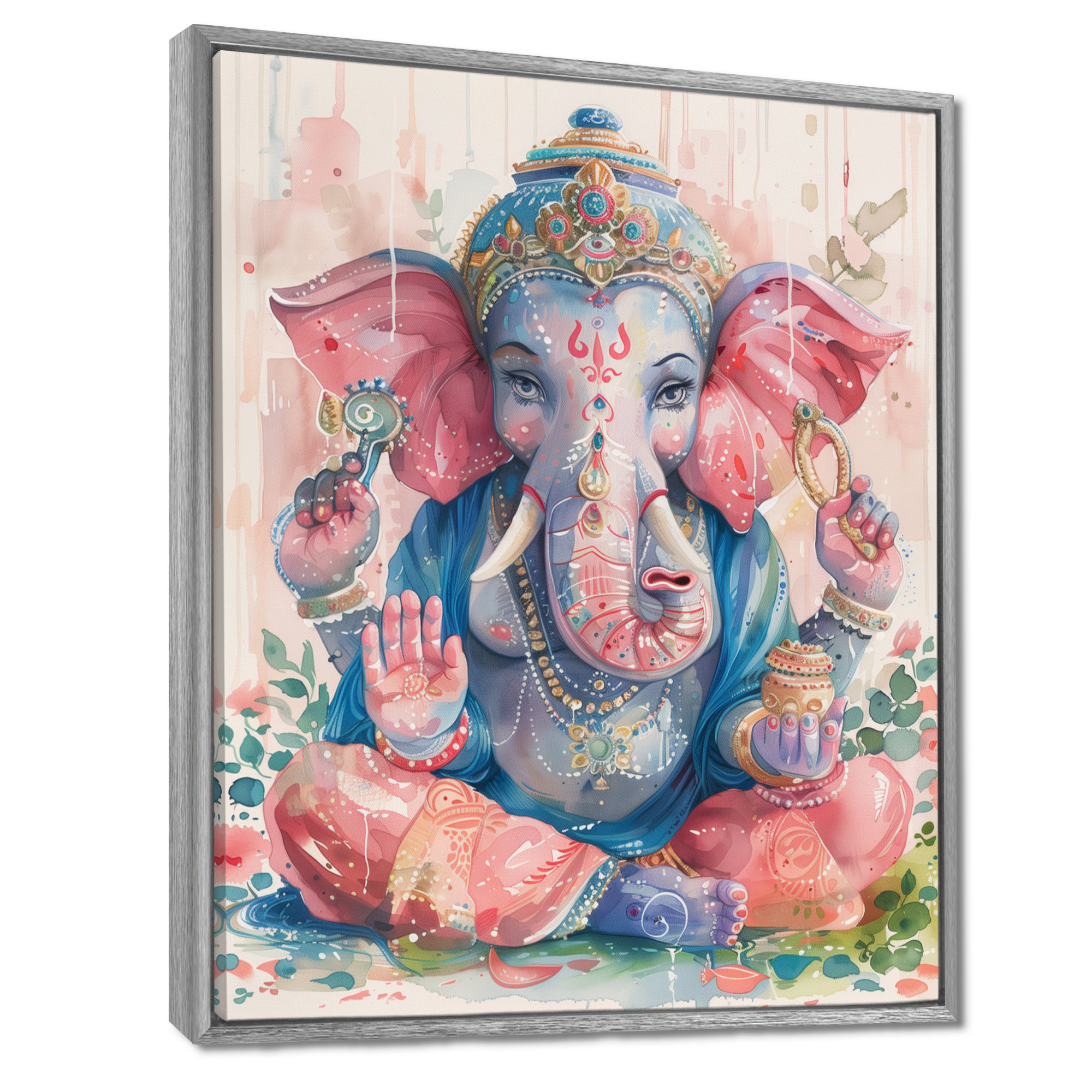 Bungalow Rose Pink Blue India Ganesha II - Indian Art Wall Art | Wayfair