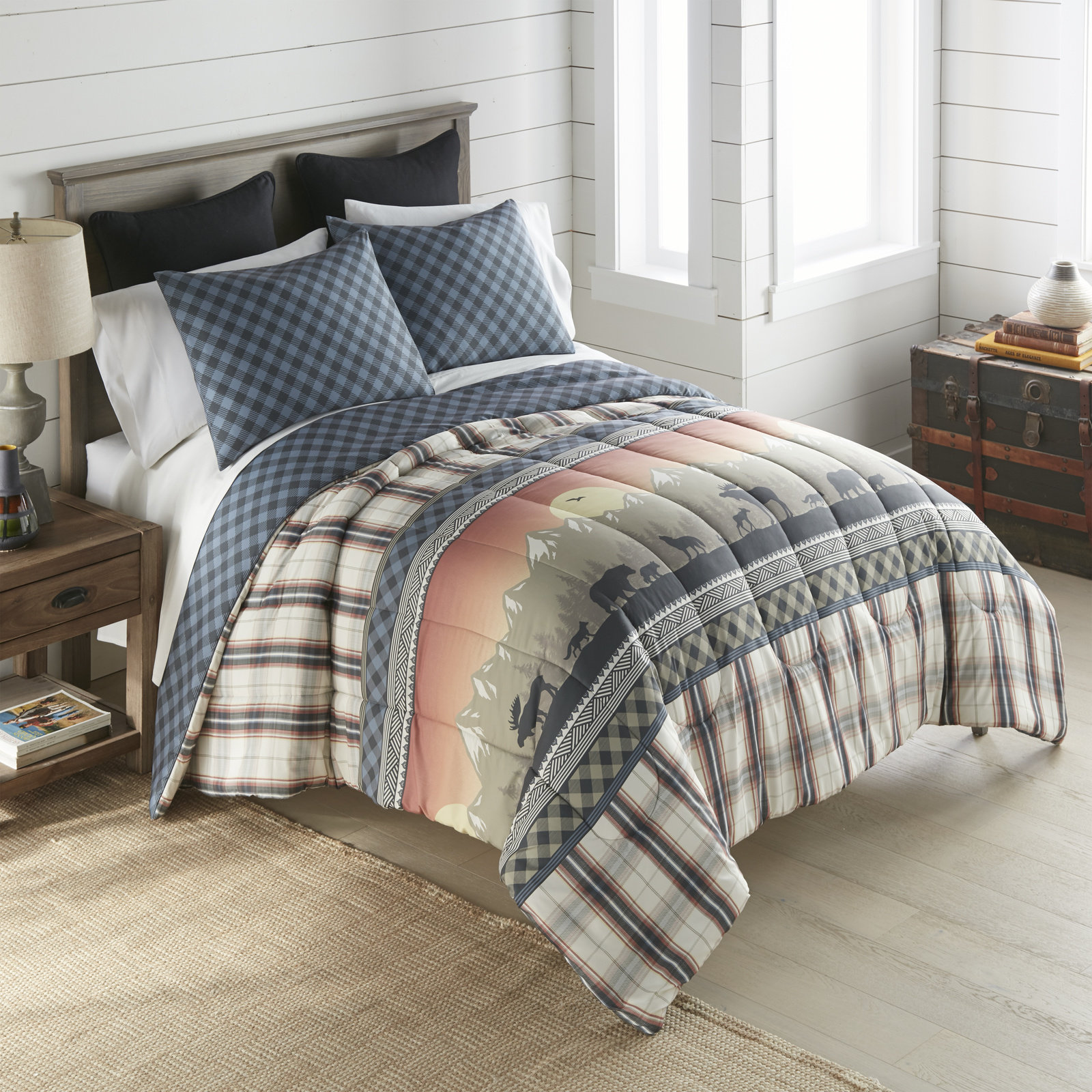 Donna Sharp Morning Path Blue Reversible 3 Piece Comforter Set ...