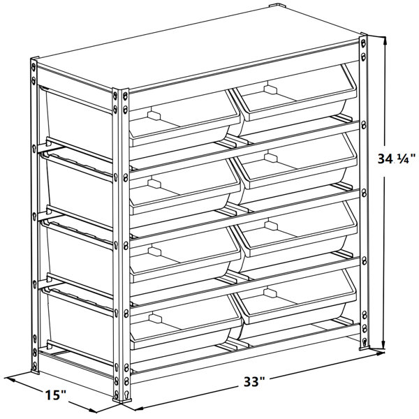 Rebrilliant Junko 33 W x 15 D x 36 H Garage Storage Bin Rack System ...