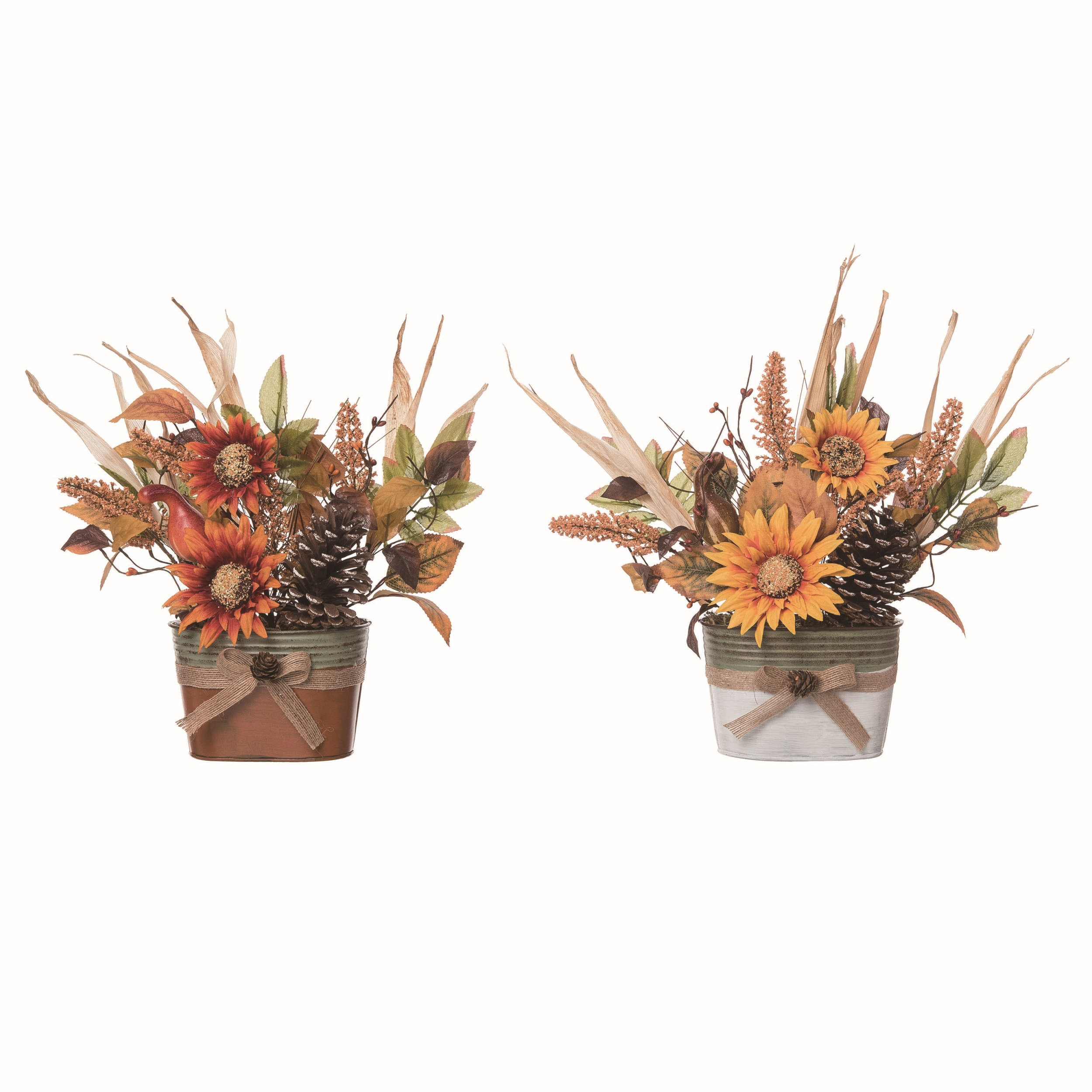 The Holiday Aisle® Floral Milk Jug Centerpiece Set of 2 Fall/Harvest ...