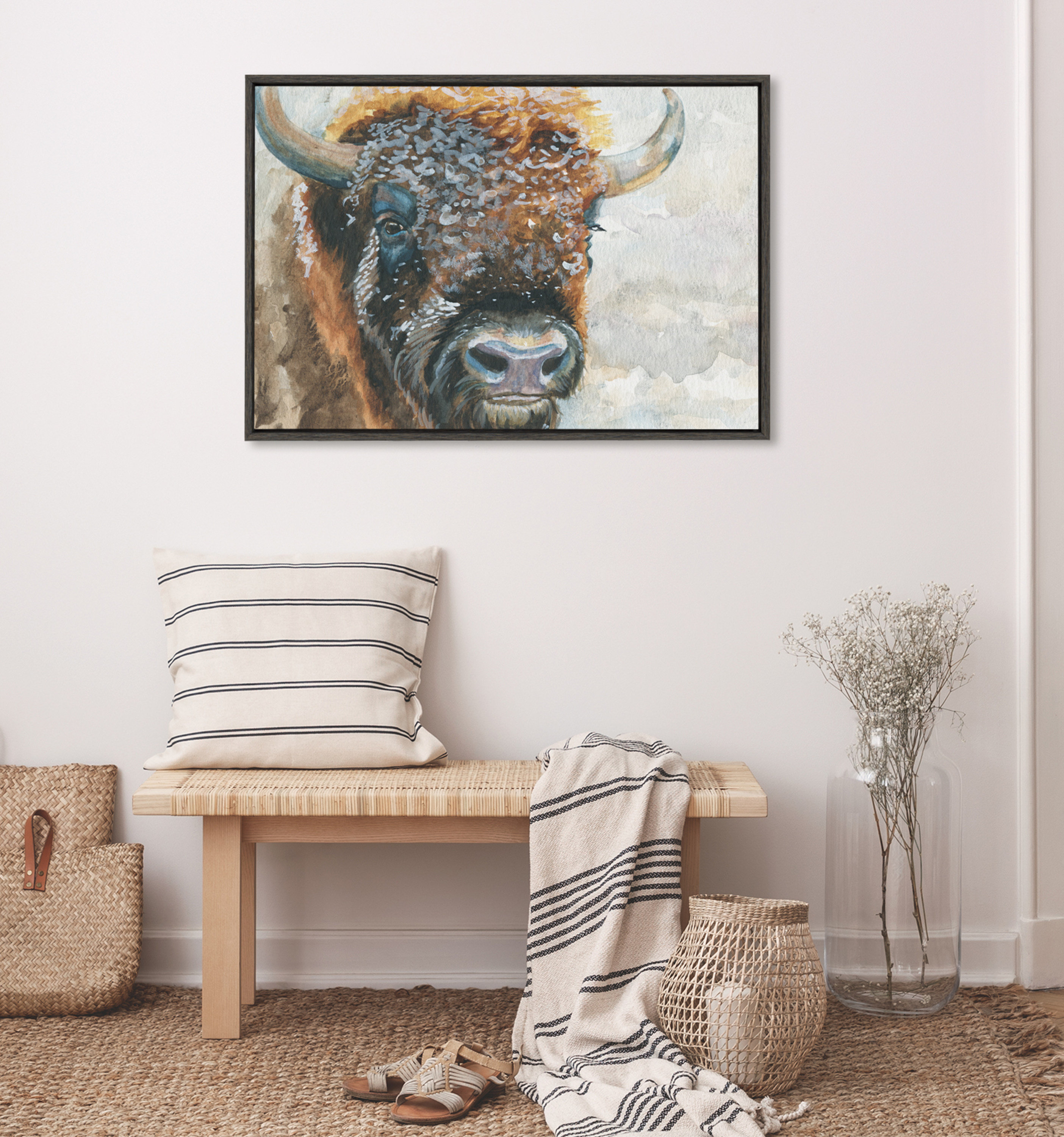 Beachcrest Home Shalyce " Painted Bison Animal Portrait " by Jennifer ...