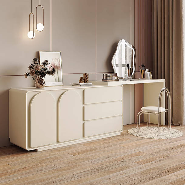 Hokku Designs Earnell Modern Home Office Expandable Dresser Desk Combo ...