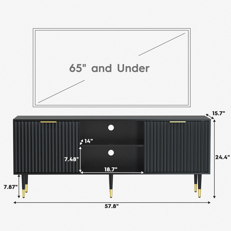 Mercer41 Modern TV Stand with Storage Cabinet & Cable Management for TV ...
