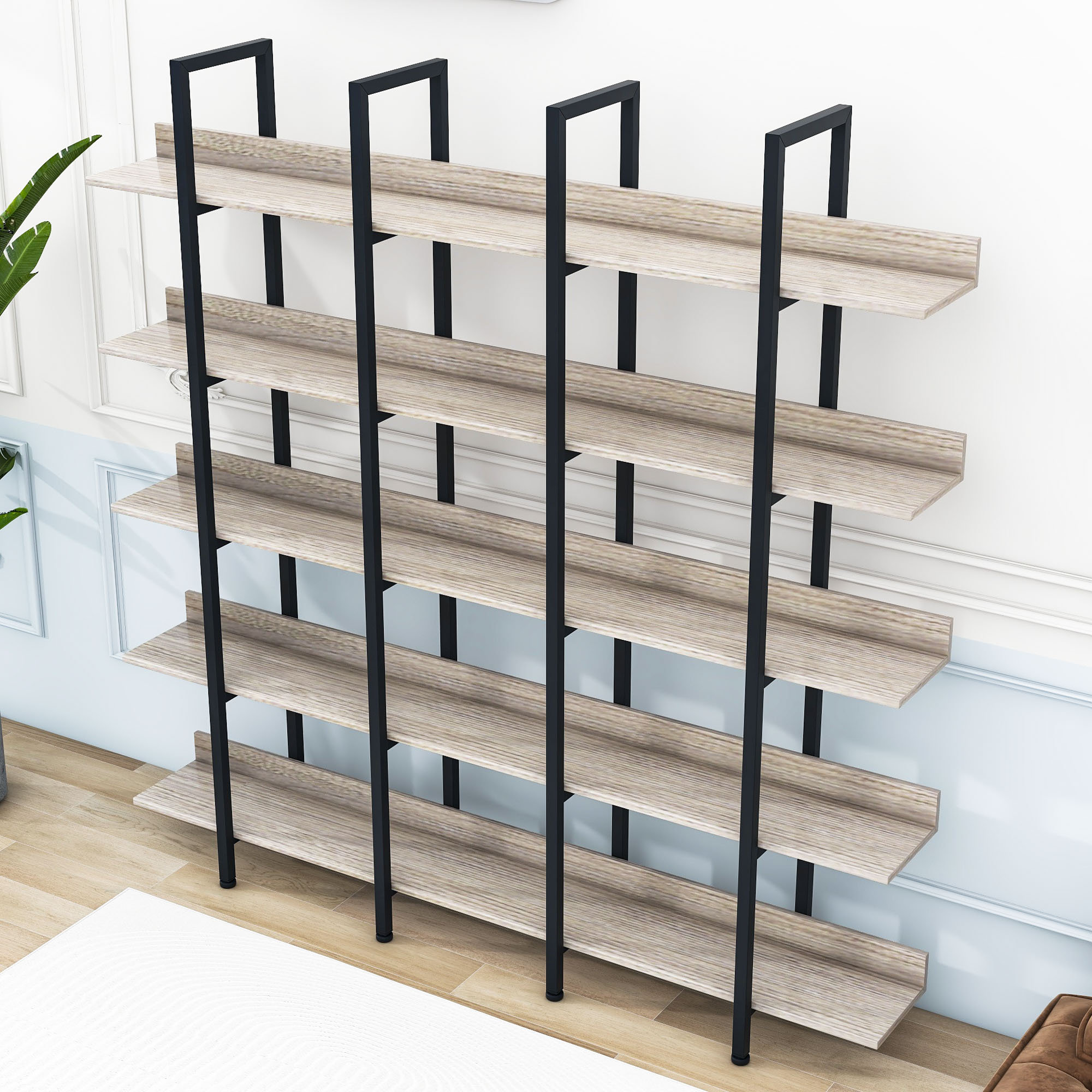 17 Stories Alsmith 5-Tier Open Bookshelf with Metal Frame for Home ...