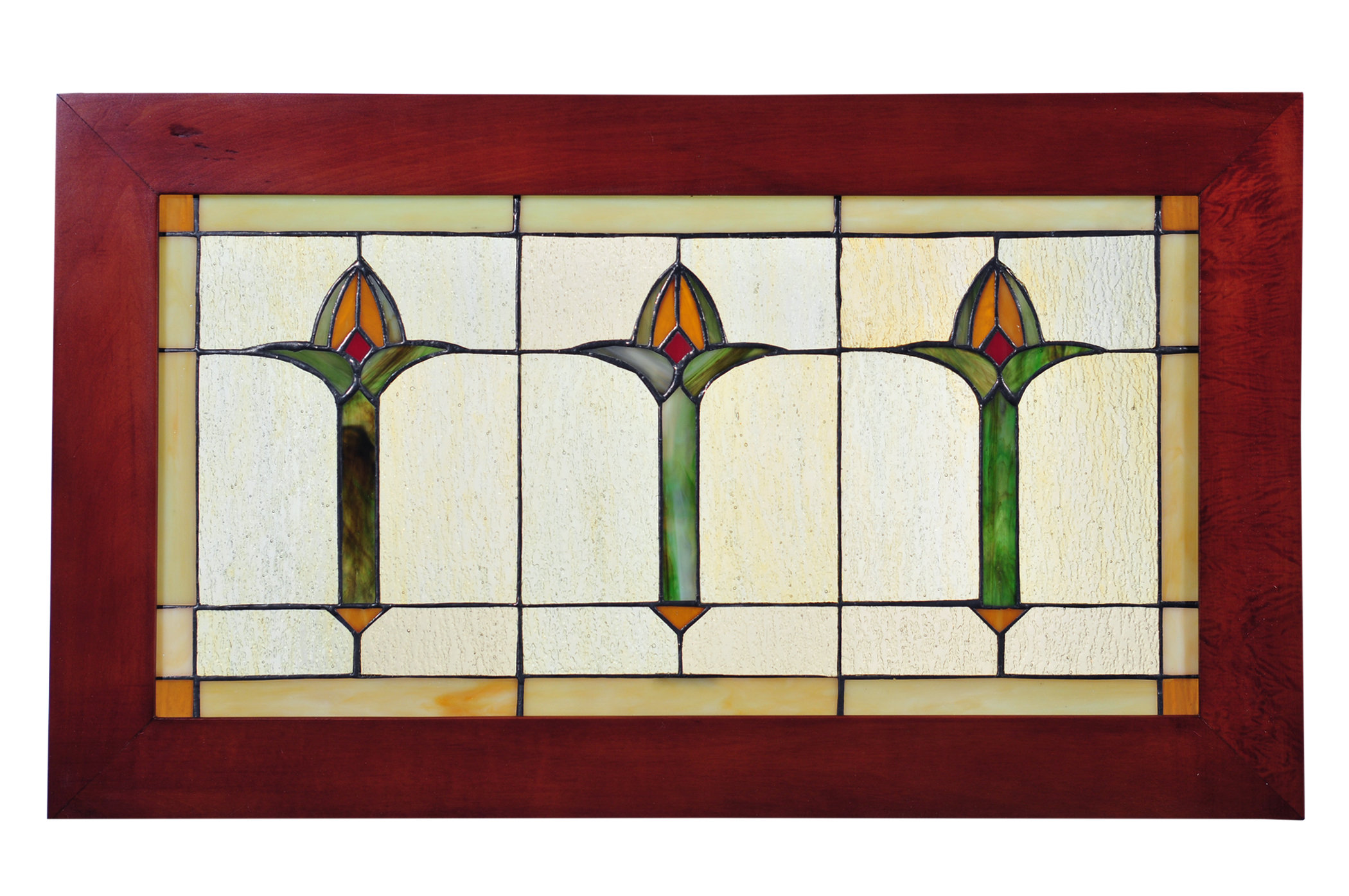 Astoria Grand Vitrail en verre coloré Arts & Crafts Bud Trio et ...