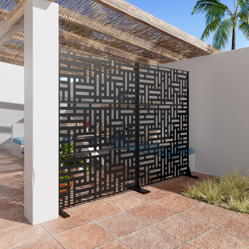 Dovelina Metal 72" x 47" Privacy Metal Screen Fence Panel | Wayfair