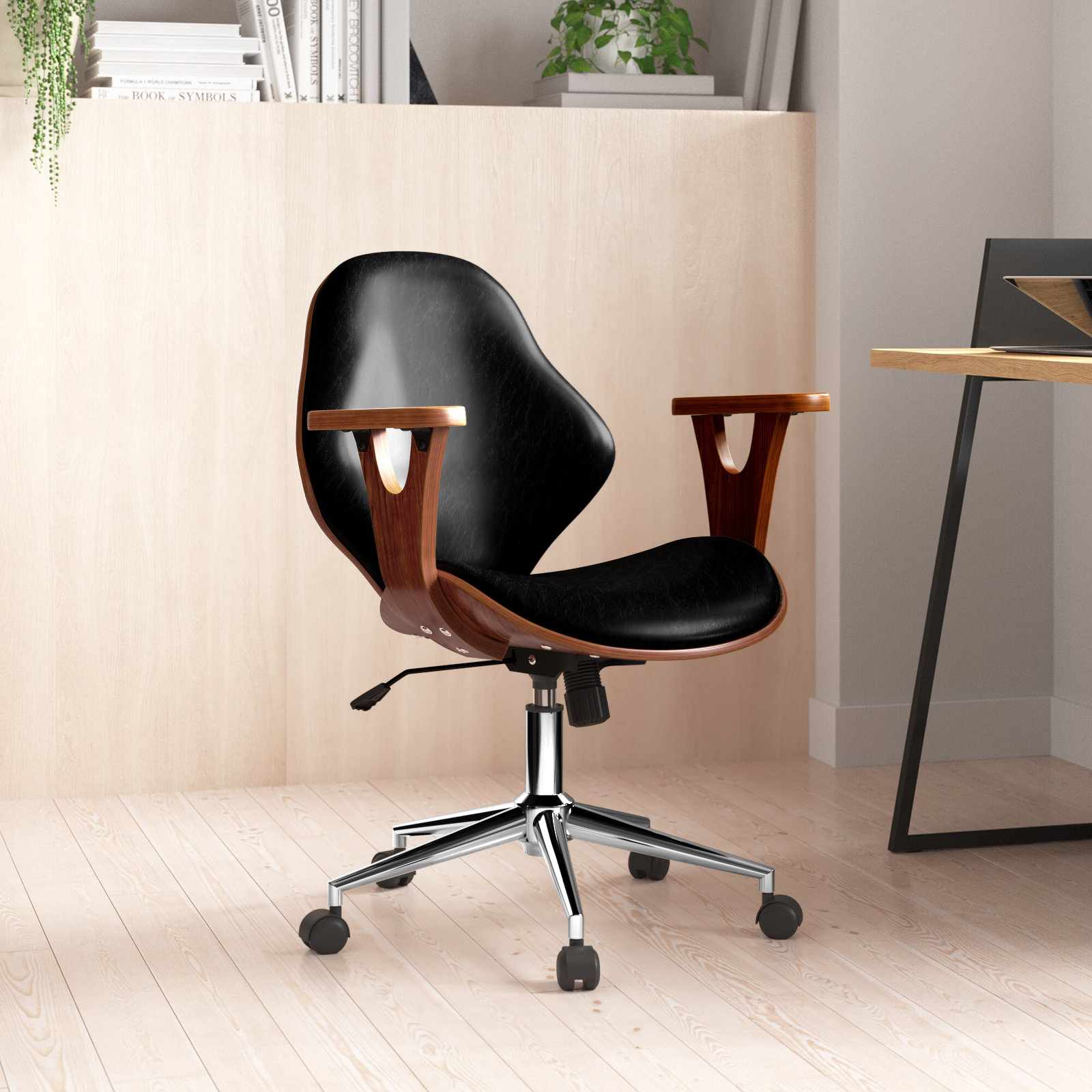 Wade Logan® Barri Faux Leather Mid-Century Office Chair & Reviews | Wayfair