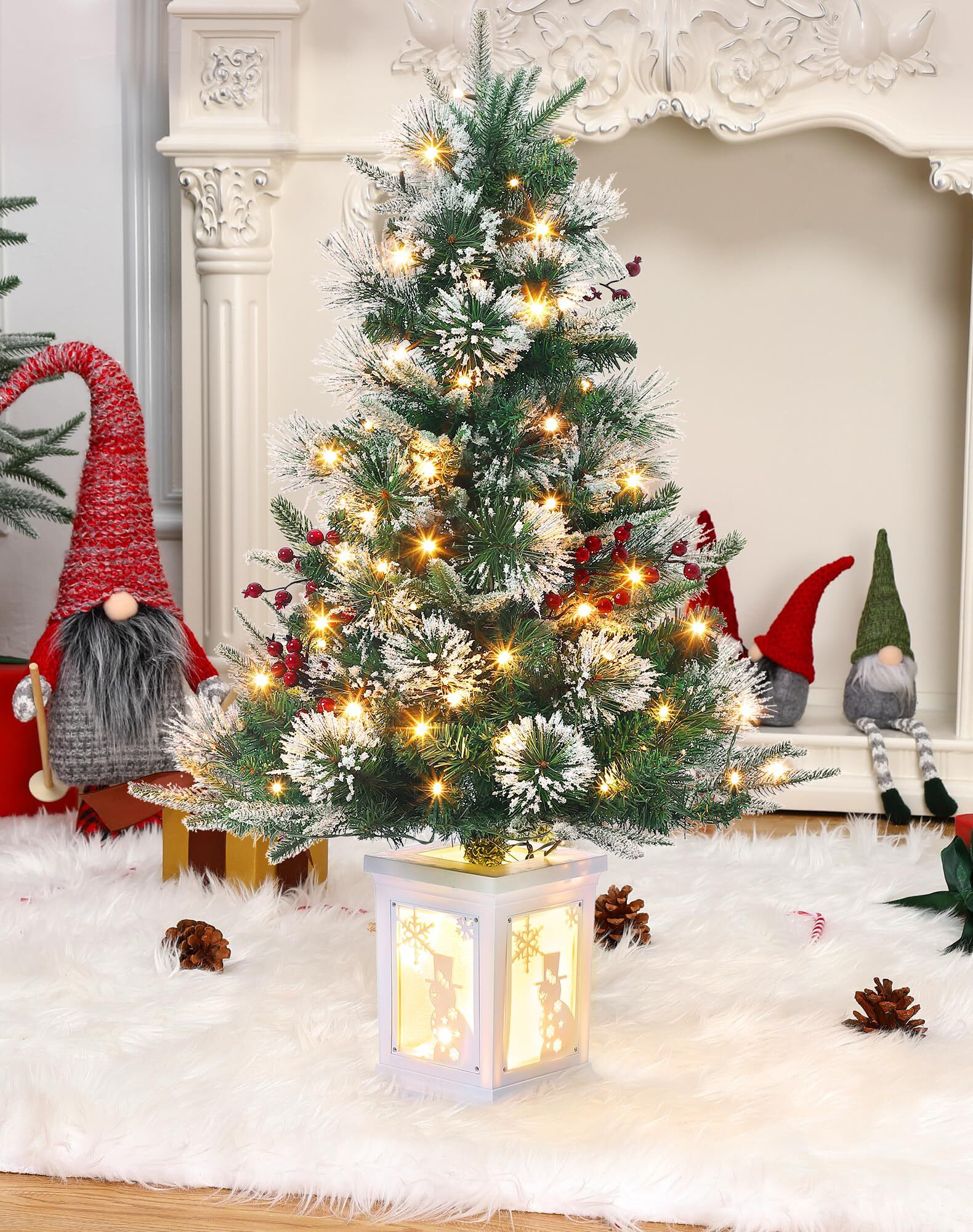 The Holiday Aisle® 3FT Mini Christmas Tree With Prelit Premium 70 Warm ...