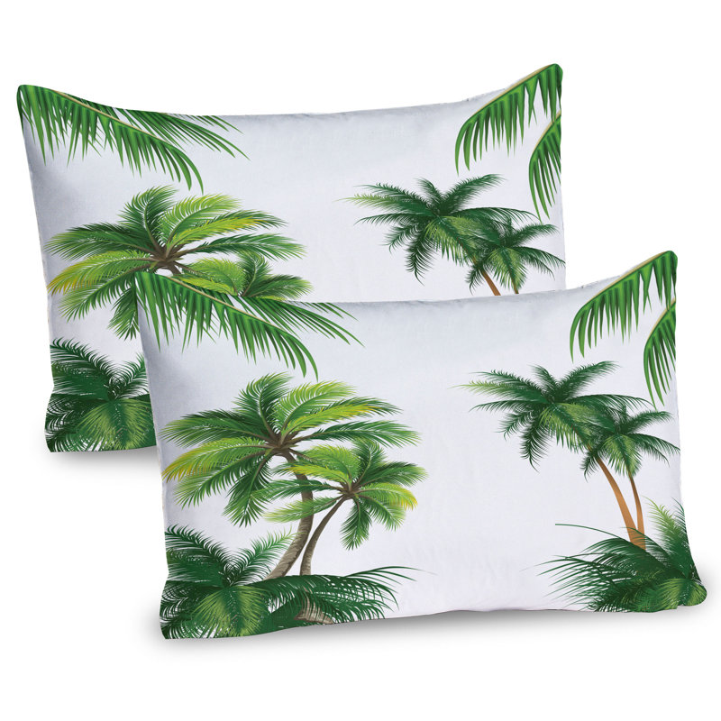 Ambesonne Tropic Pillow Sham 2 Pack Coconut Palm Tree Plants Hunter ...
