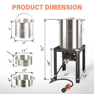 IVY&LANE Premium Aluminum 30QT Turkey Fryer & 10QT Fish Fryer Kit with ...