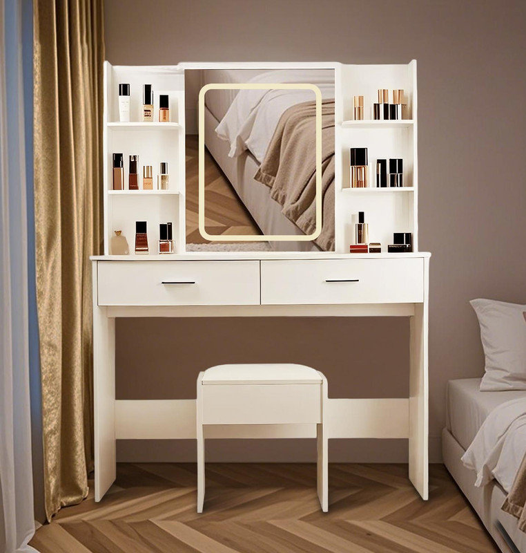 George Oliver Vanity Desk with Mirror & Lights - 3 Modes Dimmable, 2 ...