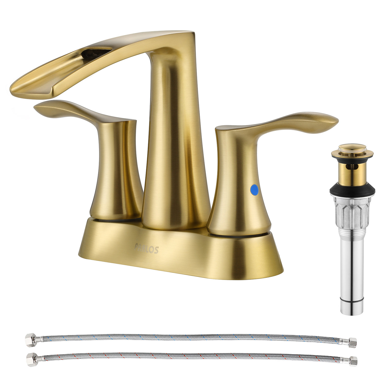 Parlos Home Centerset 2-Handle Waterfall Bathroom Sink Faucet With Pop ...