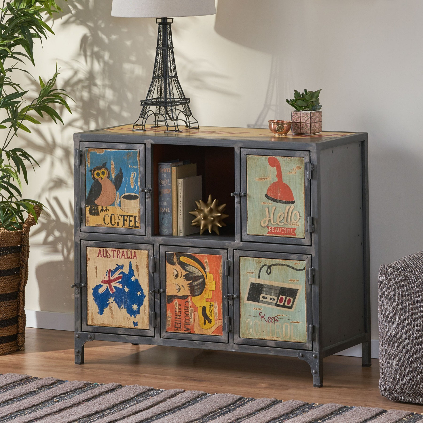 Williston Forge Vintage metal and colorful finish cabinets | Wayfair