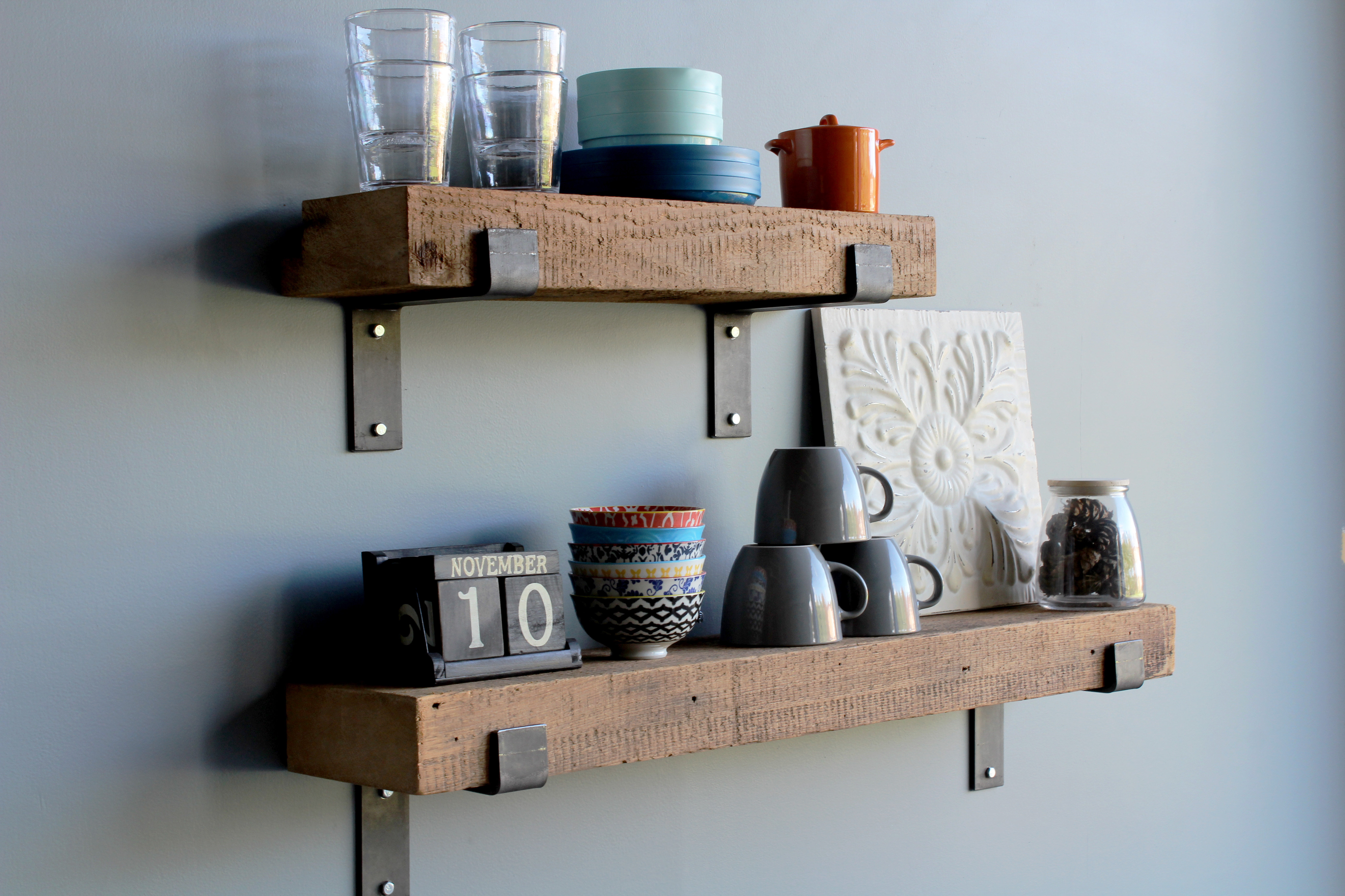 17 Stories Chumbley 2 Piece Reclaimed Barn Wood Bracket Shelf & Reviews ...