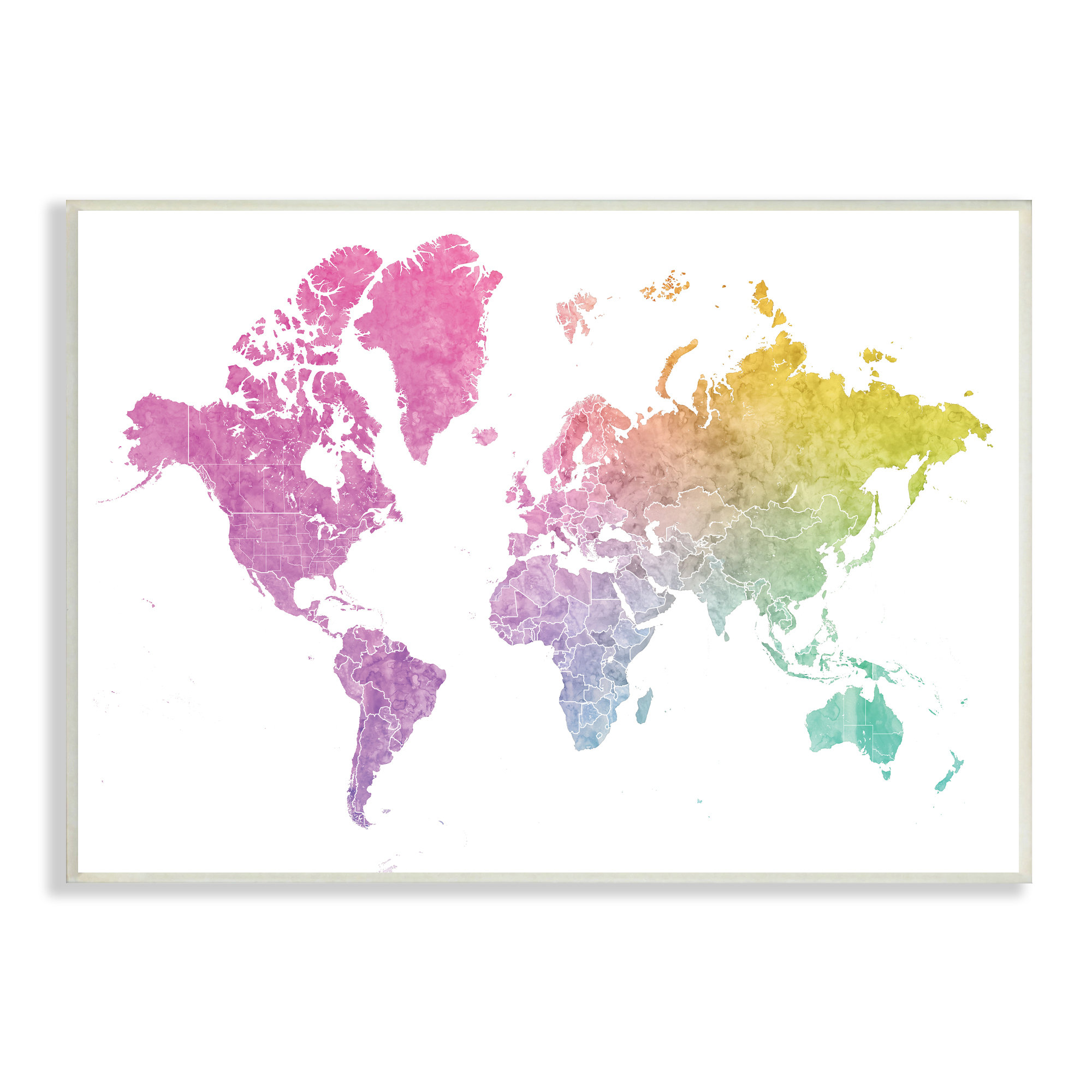Stupell Industries Modern World Map Cool Warm Tone Ombre - Graphic Art ...