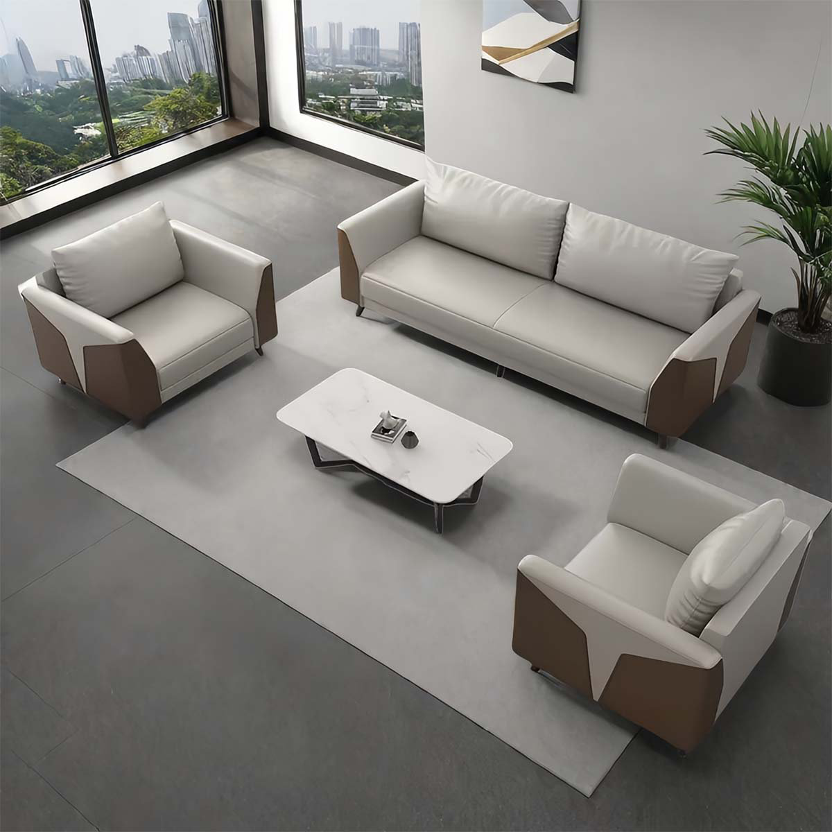 Corrigan Studio® Beige Business Reception Sofa Tea Table Set | Wayfair