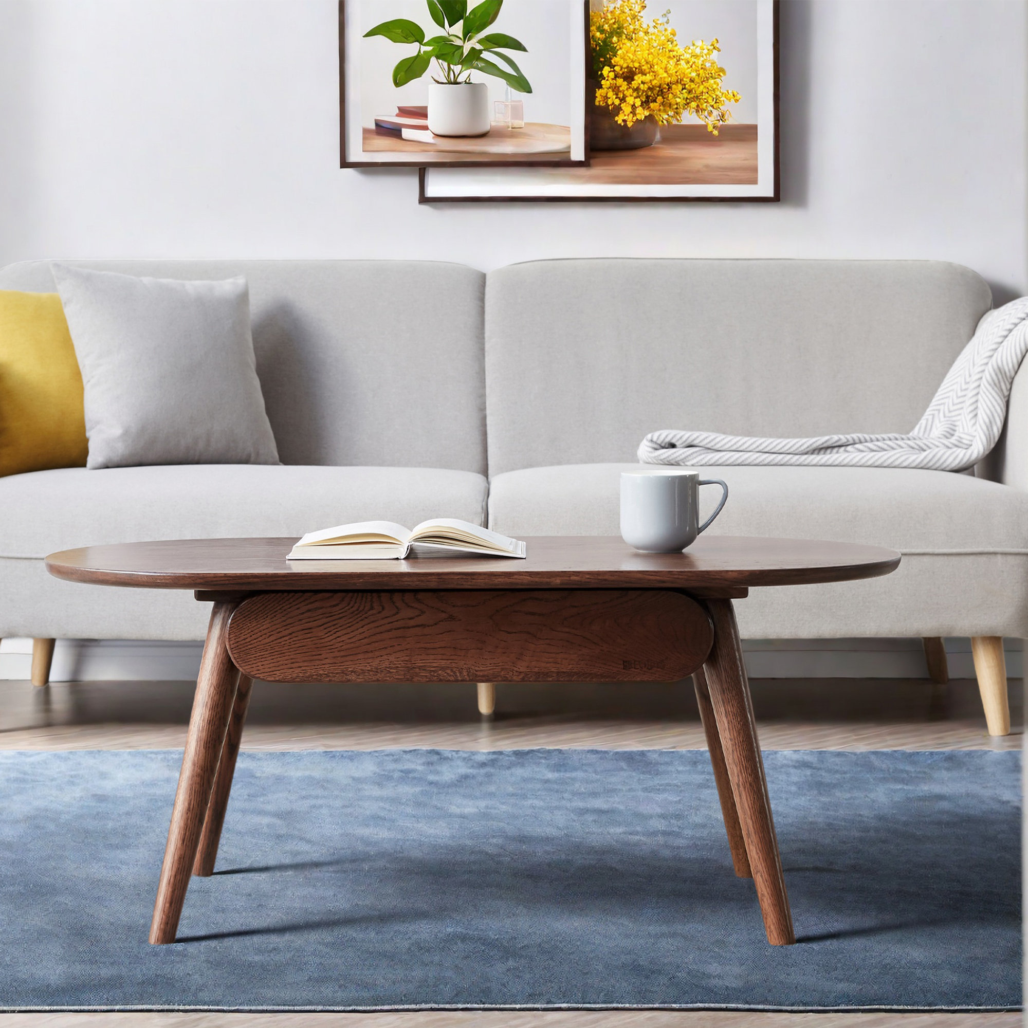 George Oliver Stylish Solid Wood Coffee Table With Drawers – Natural ...