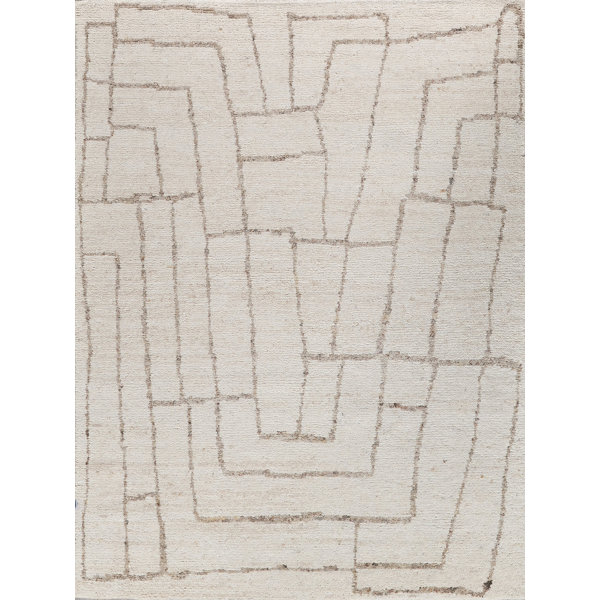 Exquisite Rugs Tahoe Handmade Hand Loomed New Zealand Wool White/Beige ...