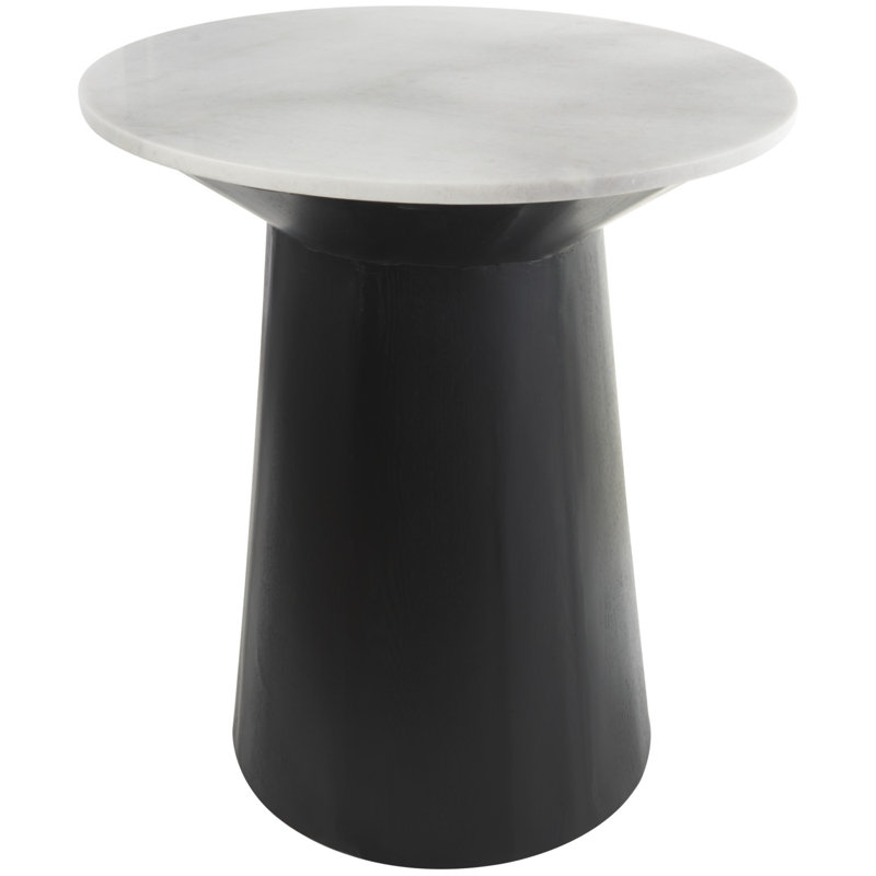 Orren Ellis Cole And Grey Marble Geometric Accent Table With Black ...