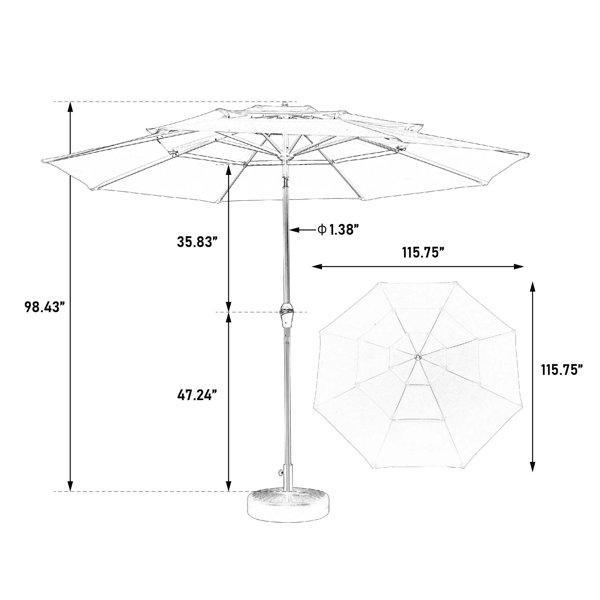 Latitude Run® Parasol en aluminium à 3 niveaux à inclinaison ...