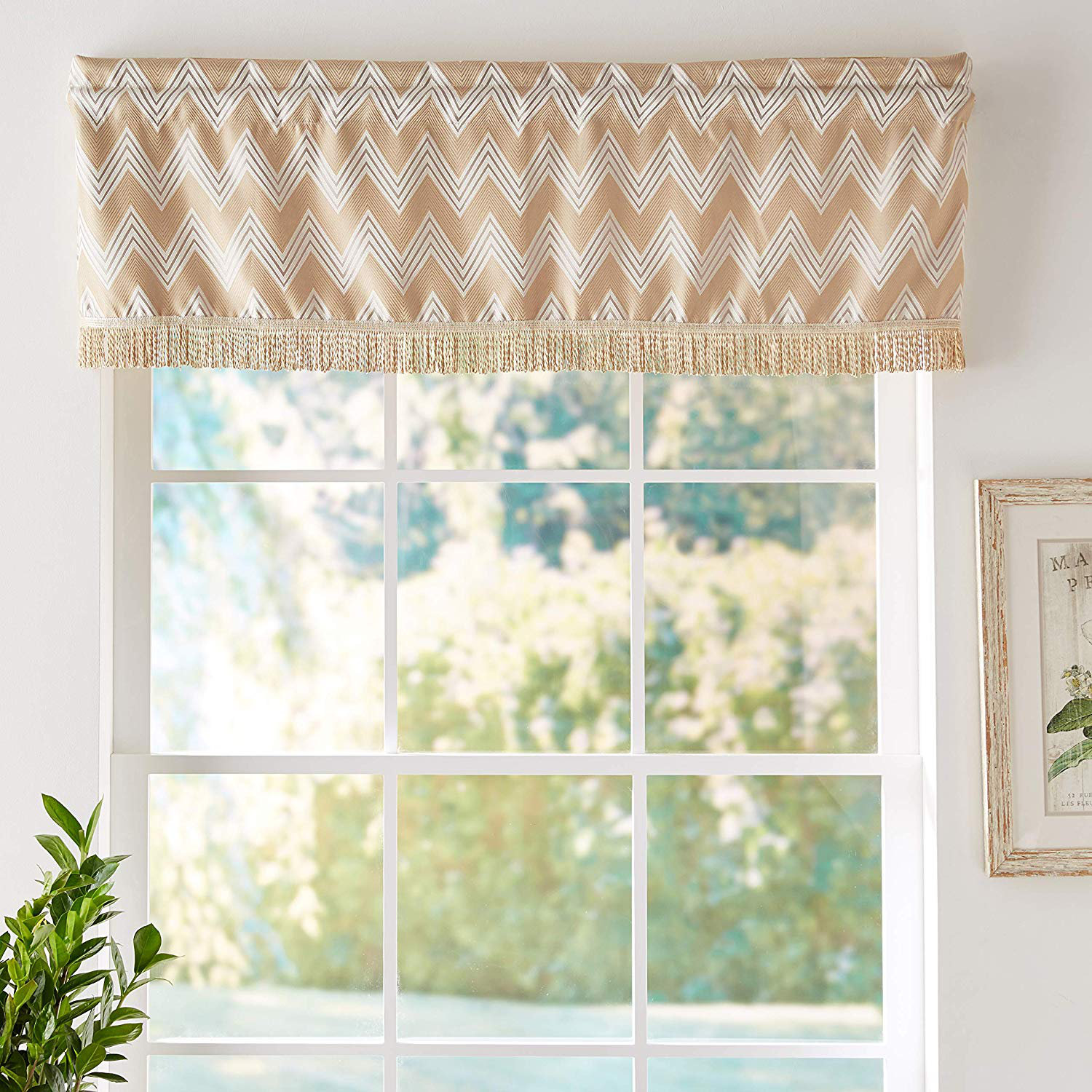 Ebern Designs Seiter Chenille Chevron Design 60" Window Valance | Wayfair