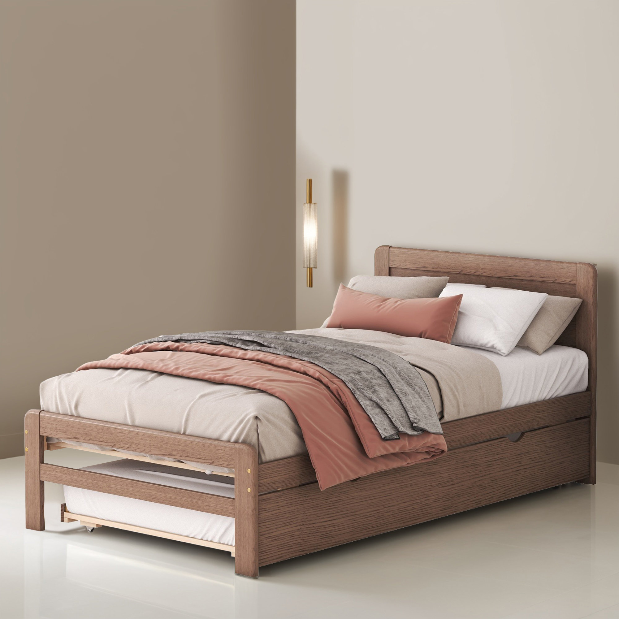 Latitude Run® Twin Size Platform Bed Frame with Trundle | Wayfair