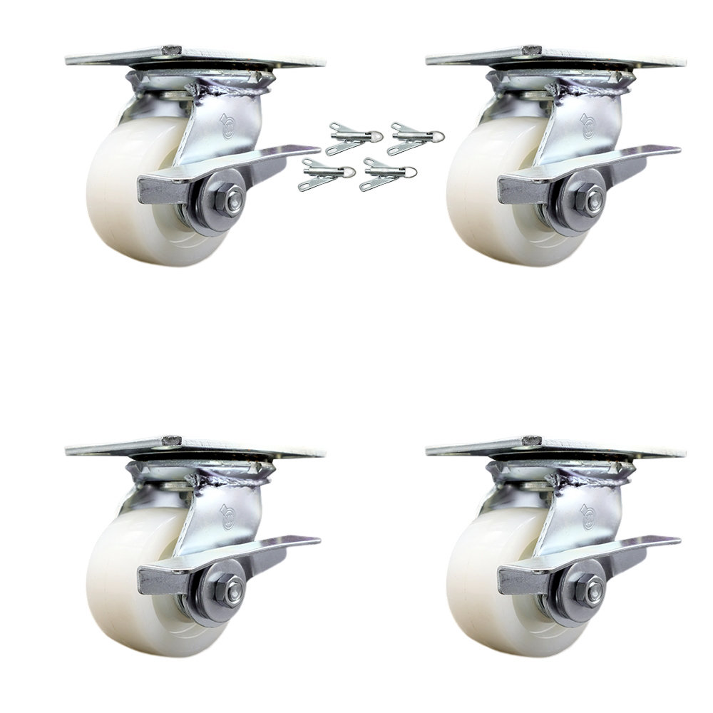 Service Caster Nylon Caster with Roller Bearing and Brakes/Swivel Locks ...