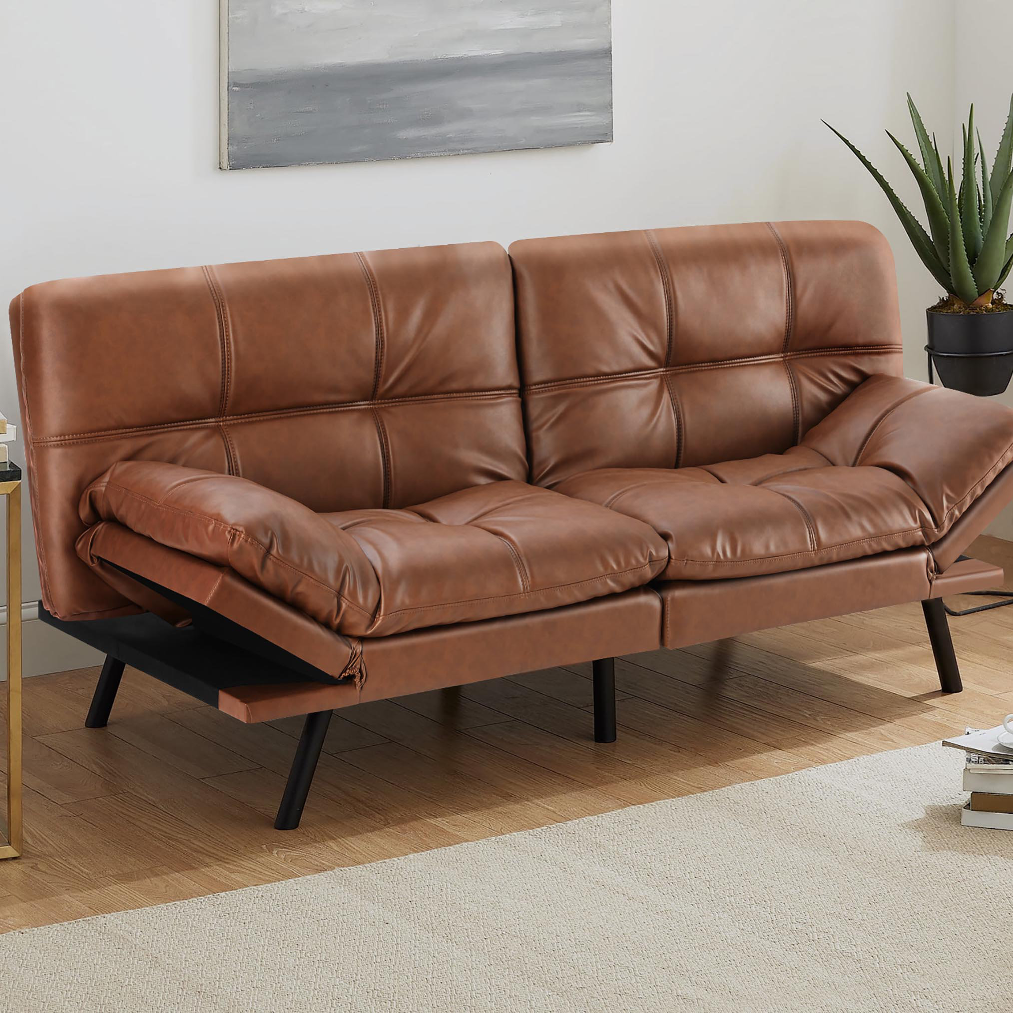 Corrigan Studio® Convertible Memory Foam Futon Couch Sofa Bed & Reviews ...