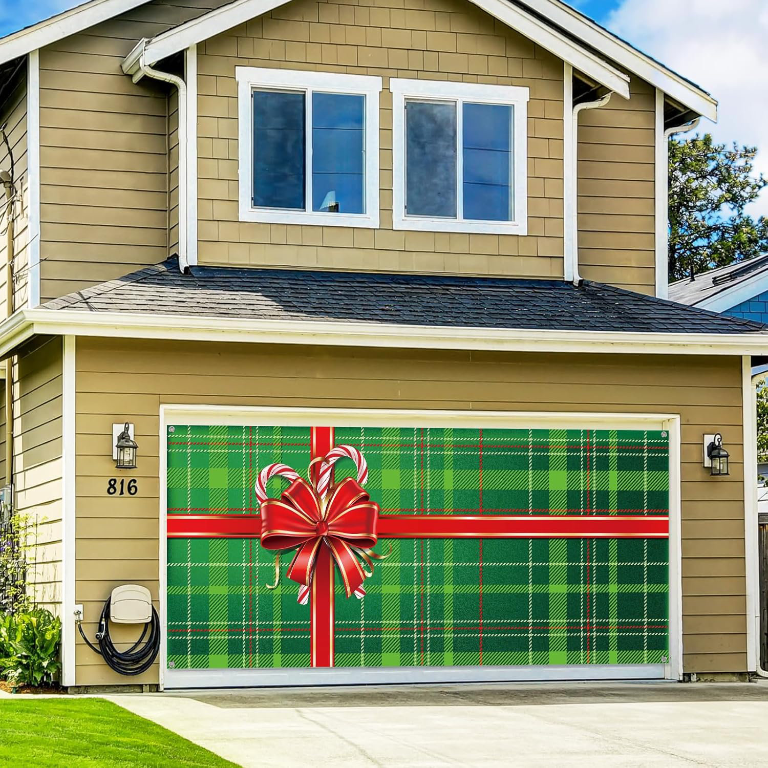 The Holiday Aisle® Christmas Garage Door Cover 7 x 16 ft Christmas ...