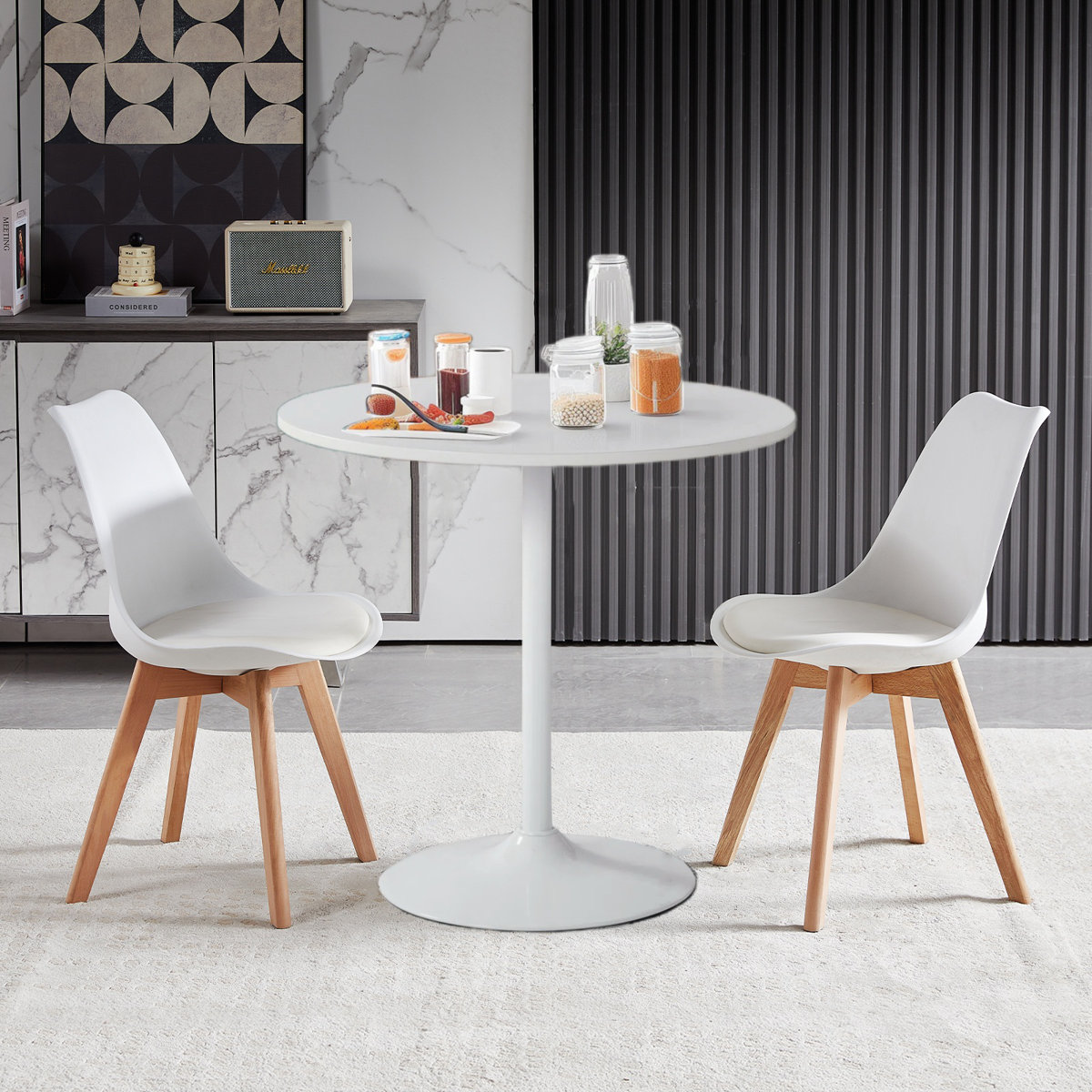 George Oliver 3-Piece Dining Table Set, Round Dining Table With 2 ...