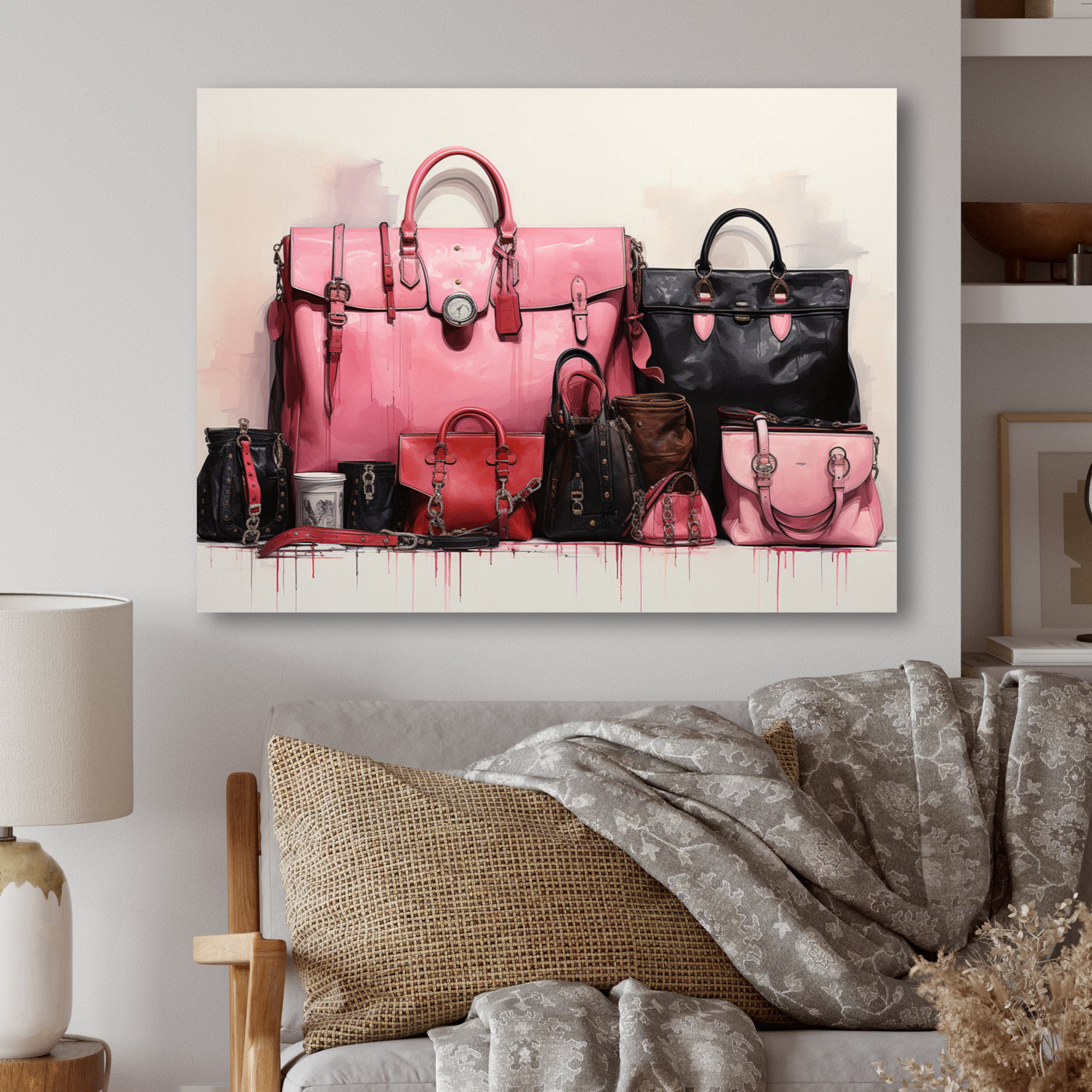 Winston Porter Pink Designer Bags Glamour I - Fashion Metal Wall Decor ...