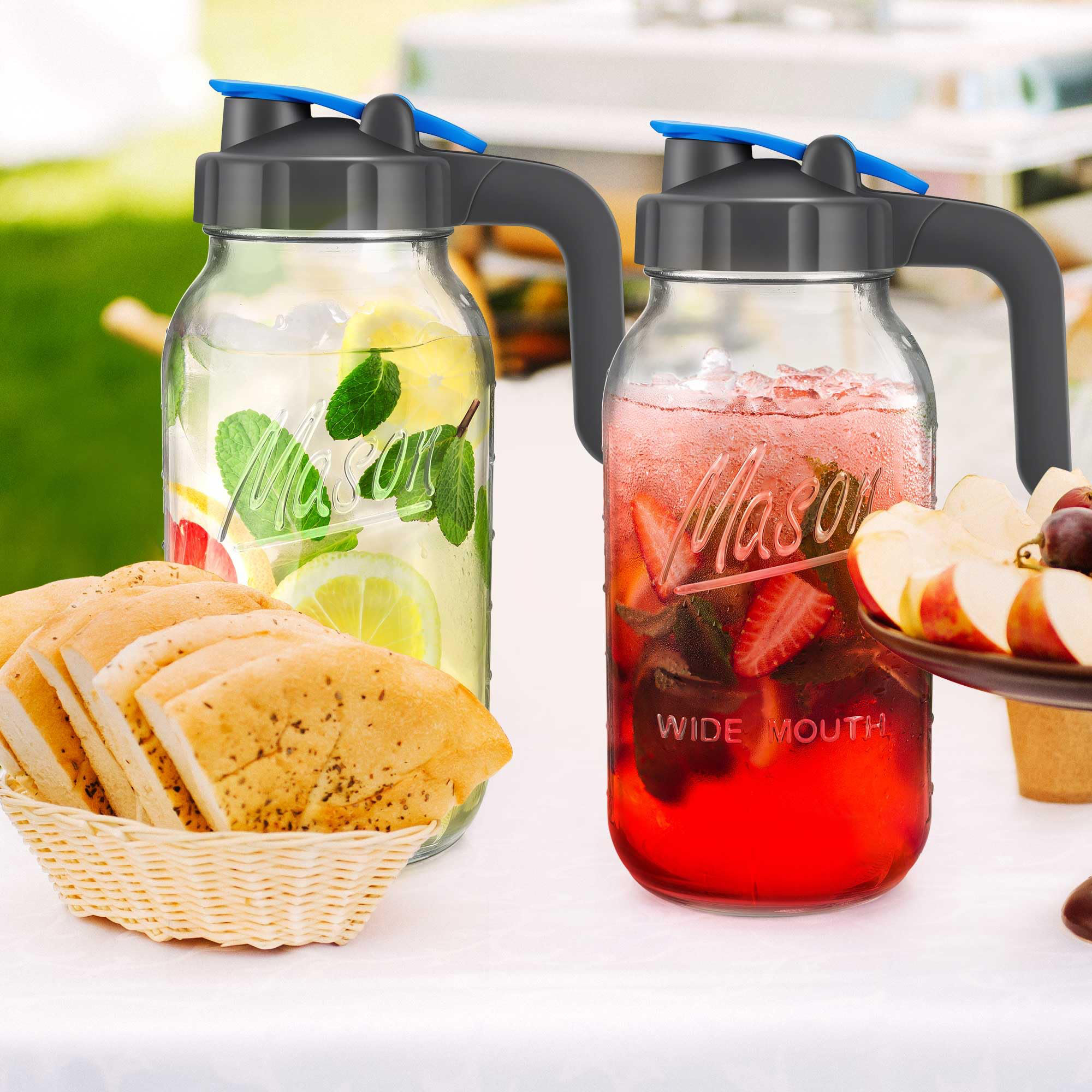 Stack man 2 Pack 64 Oz Sun Tea Pitcher, Half Gallon Mason Jar Pitcher ...