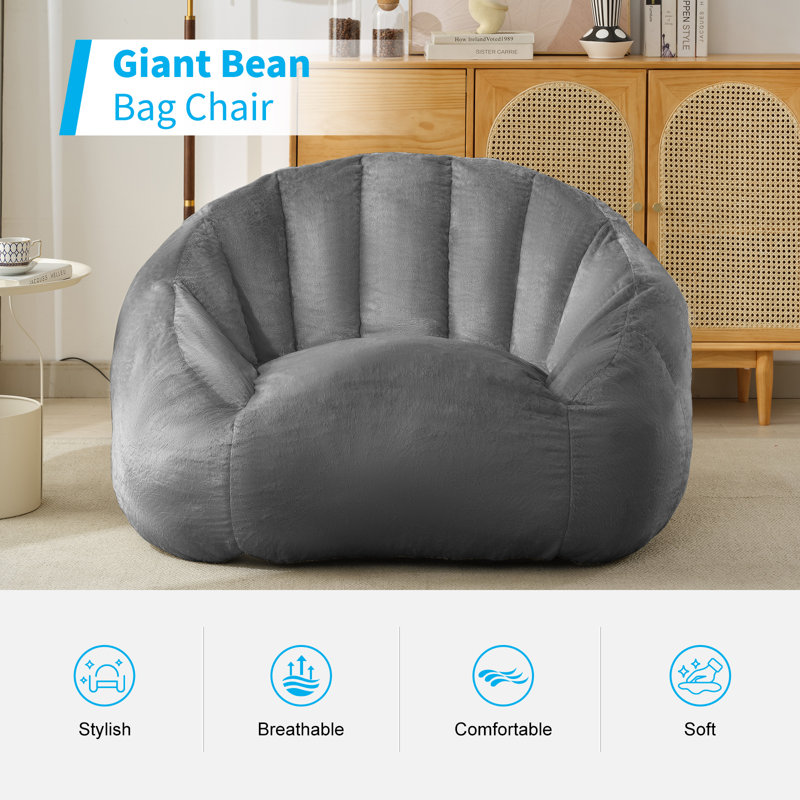 Trule Bean Bag Chair, Oversized Bean Bag Couch For Adults, Shell-shaped ...