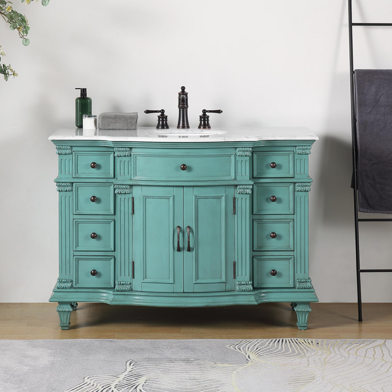 Fleur De Lis Living Olague 48'' Single Bathroom Vanity with Carrara ...