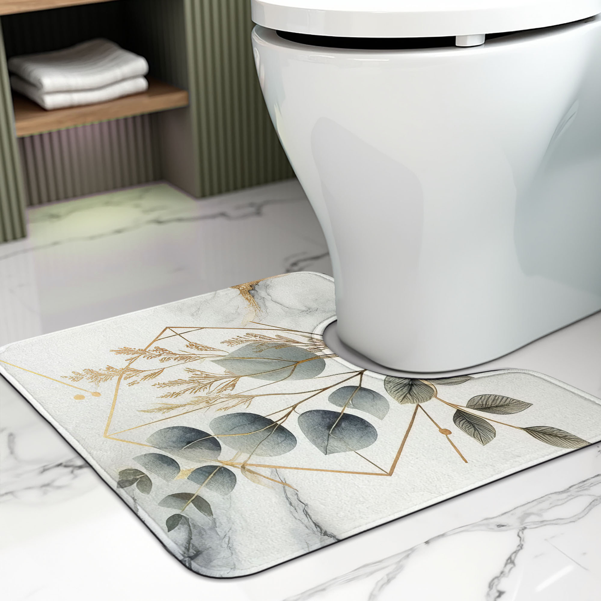 Winston Porter Eucalyptus Toilet Mat U-Shape Bathroom Rug 20" x 16 ...