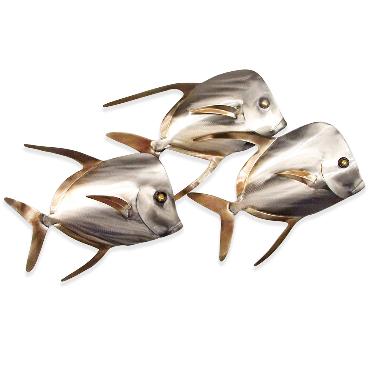 Copper Art 3 Piece Lookdown Fish School Wall Décor Set & Reviews | Wayfair